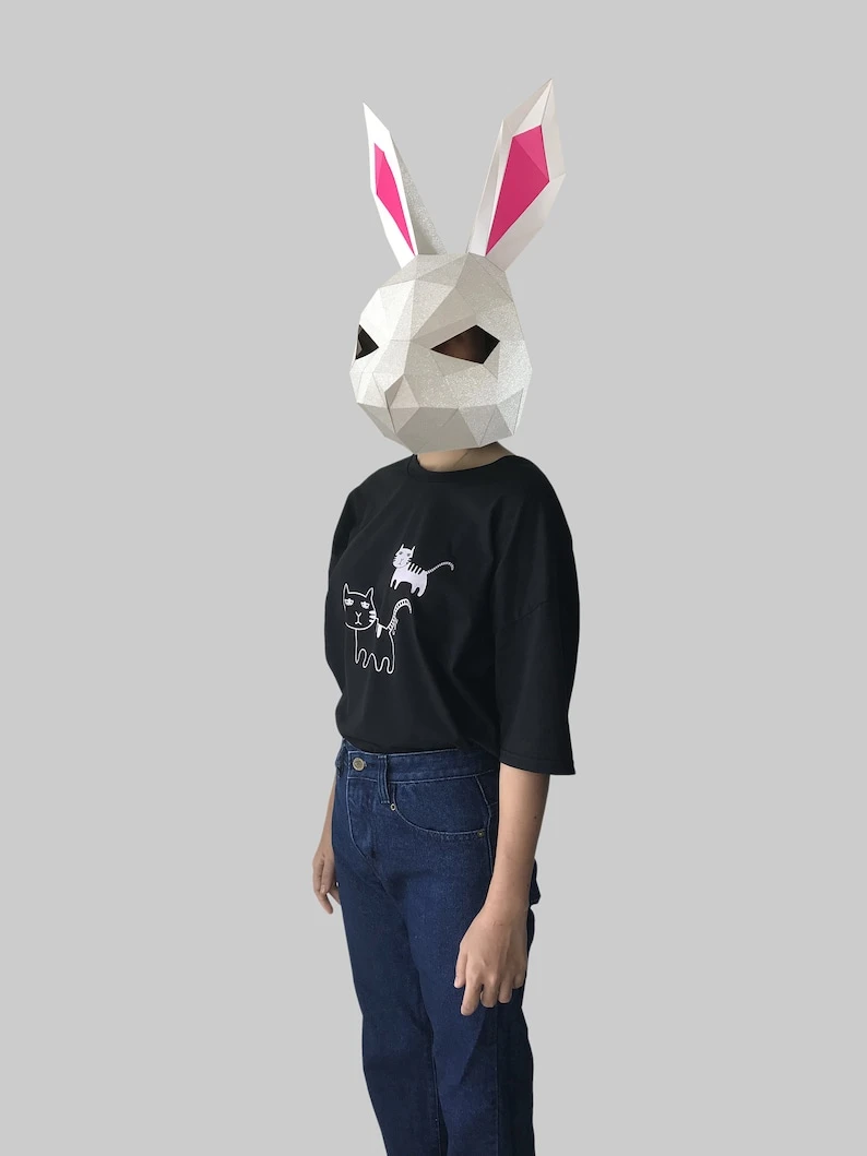 Little bunny mask template - paper mask, papercraft mask, masks, 3d ...