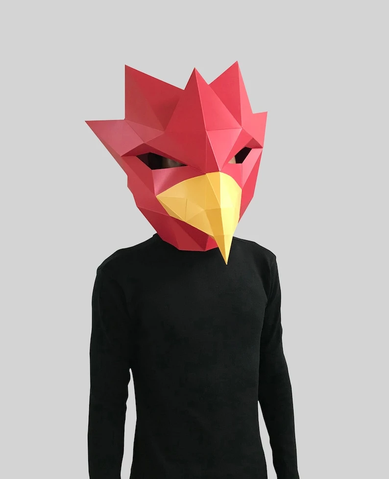 Red bird mask template - paper mask, papercraft mask, masks, 3d mask ...