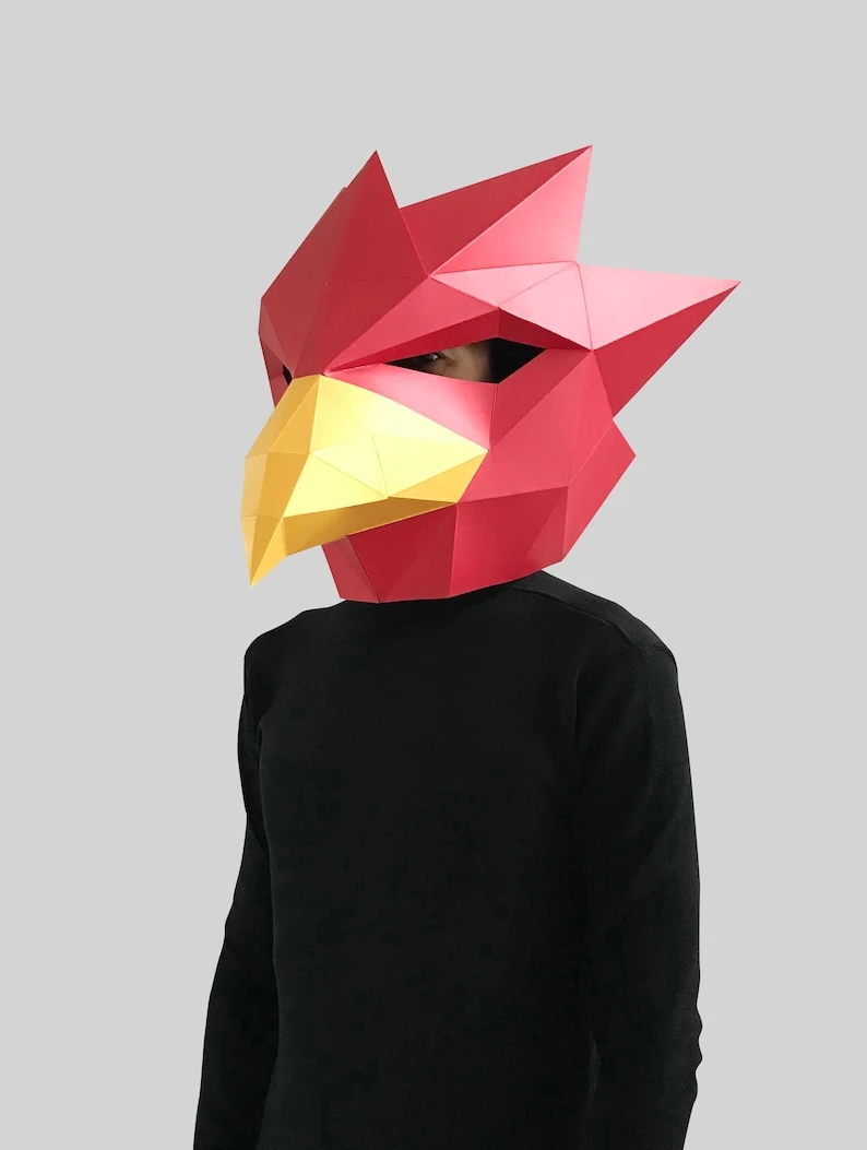 Red bird mask template - paper mask, papercraft mask, masks, 3d mask ...