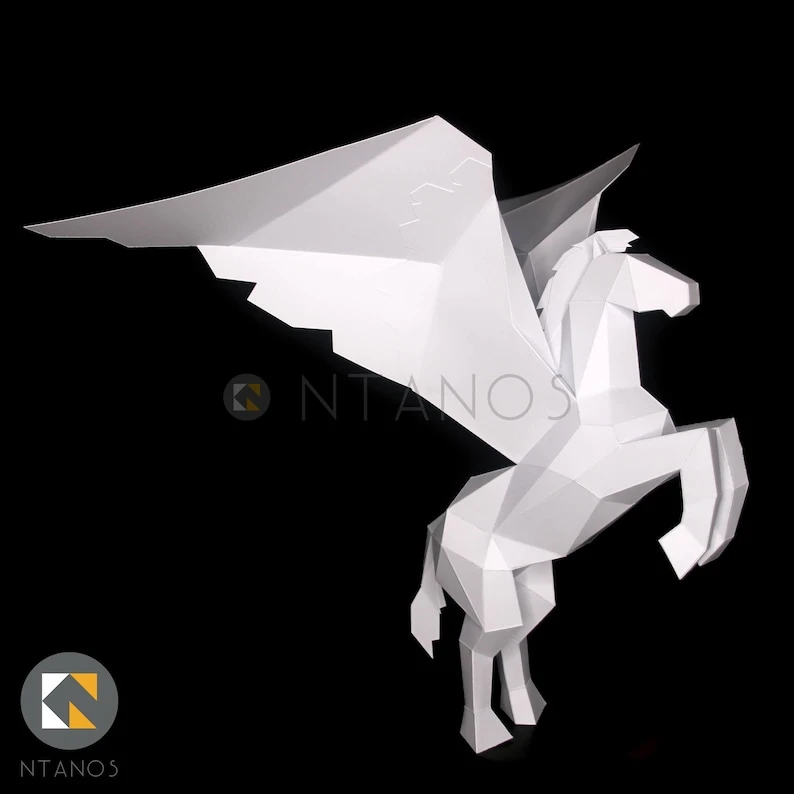 3D Pegasus Paper Sculpture - Make a hanging paper Pegasus decoration ...