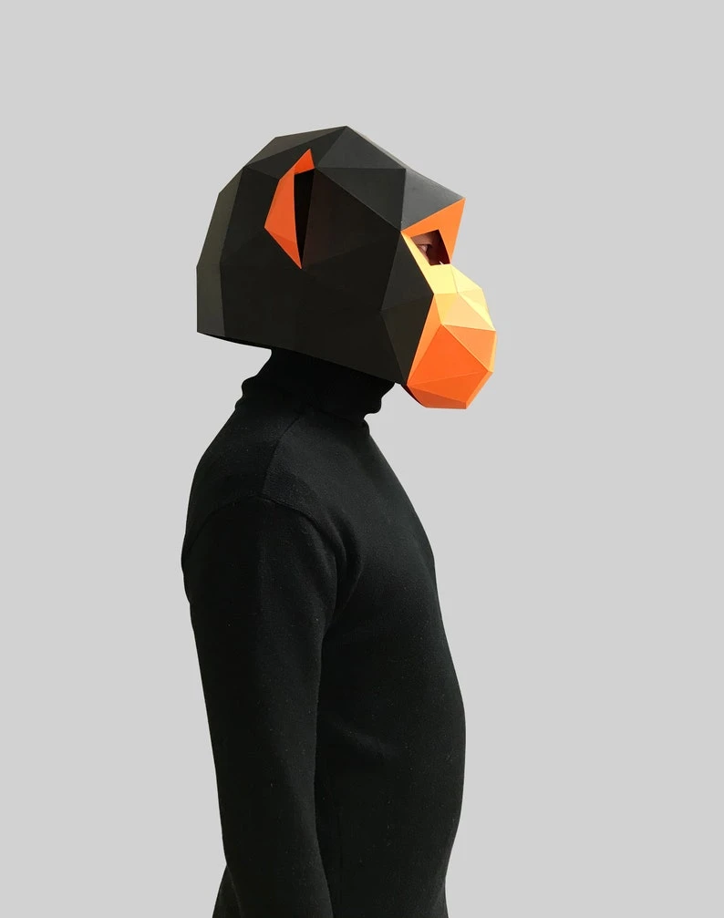 Chimpanzee monkey mask template - paper mask, papercraft mask, masks ...