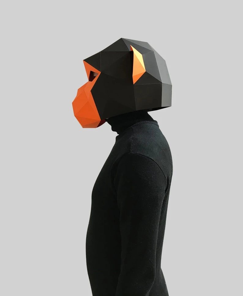 Chimpanzee monkey mask template - paper mask, papercraft mask, masks ...