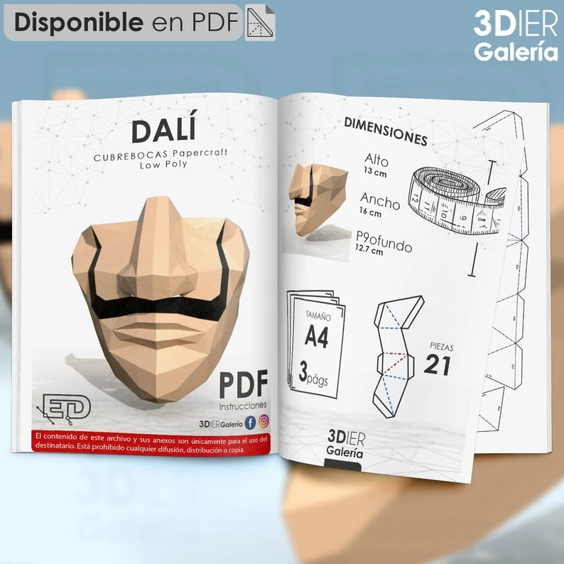 Salvador Dali La Casa De Papel PDF Papercraft Templates, Paper Art and ...