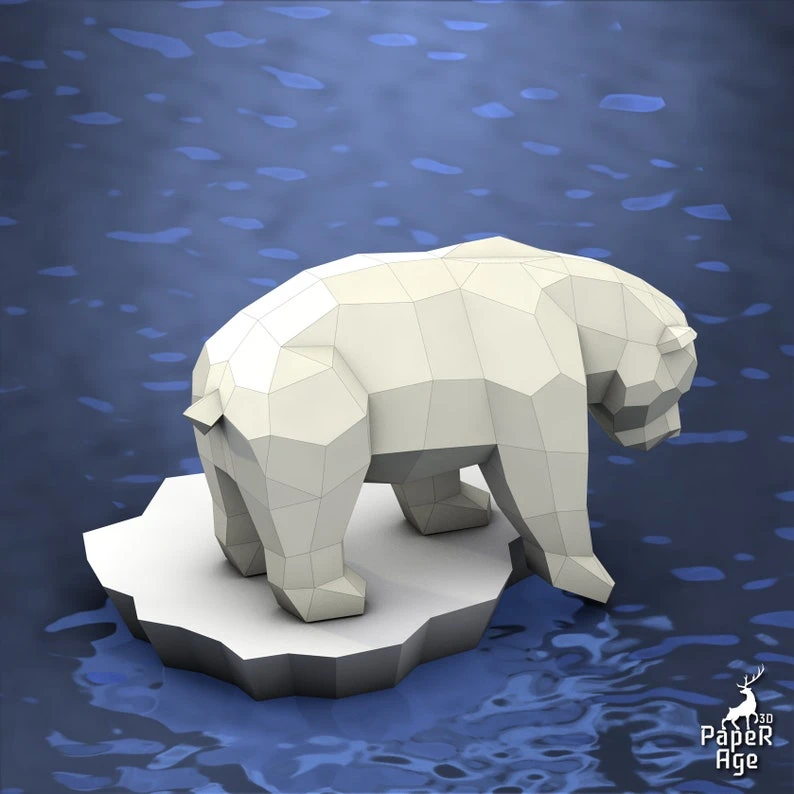 Polar Bear, White Bear, little bear, Papercraft, Pepakura, Lowpoly, Low ...