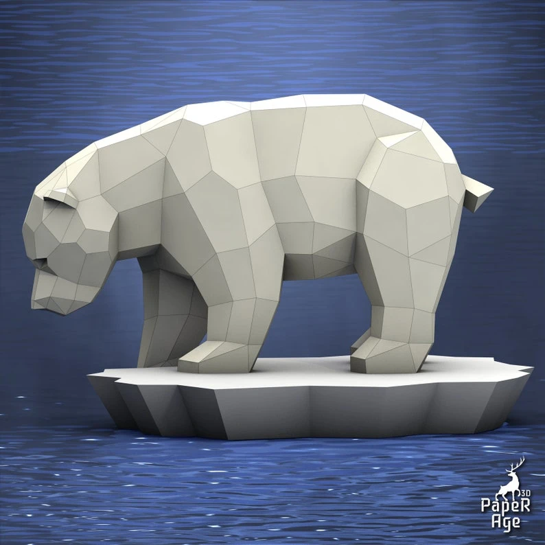 Polar Bear, White Bear, little bear, Papercraft, Pepakura, Lowpoly, Low ...