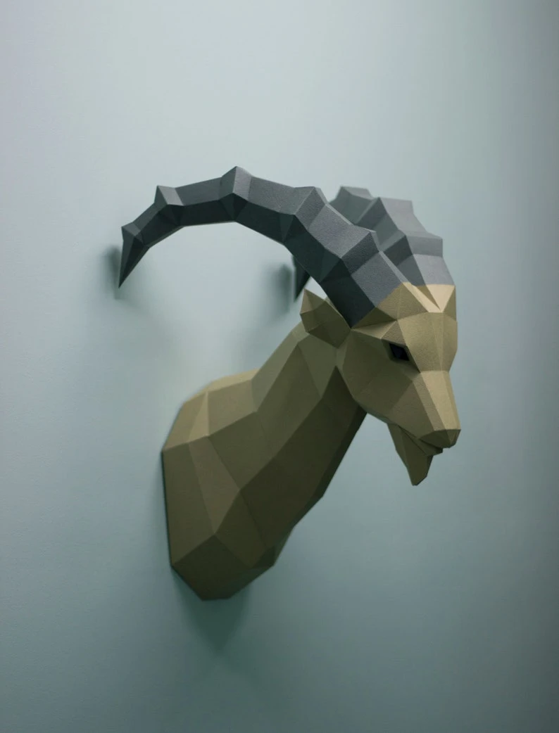 Papercraft 3D CAPRICORN RAM GOAT Pepakura creatures paperfreak low poly ...