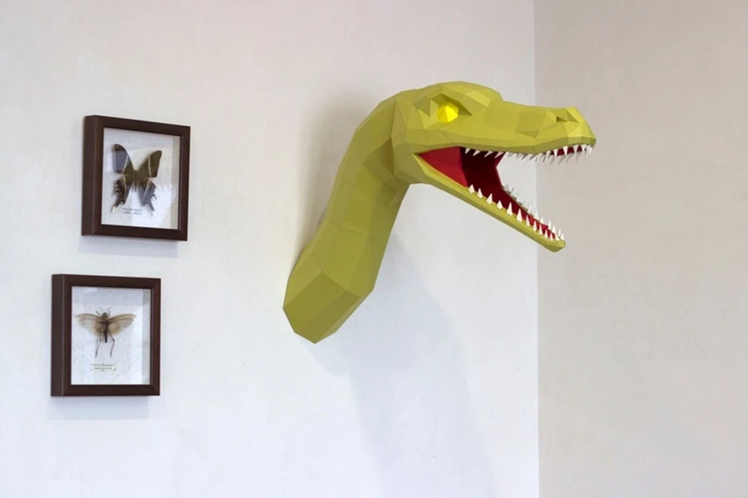 Papercraft DINOSAUR RAPTOR TROPHY head Jurassic dino park 3D Low Poly ...