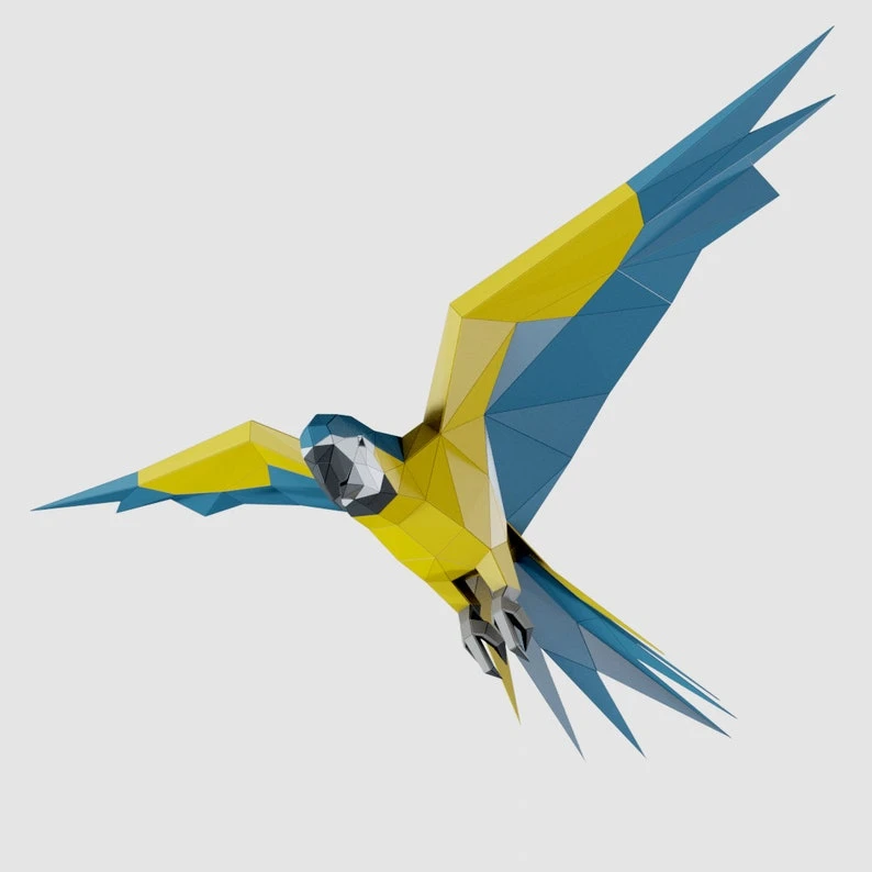 Parrot Paper Sculpture, Printable PDF template, Handmade Wild Animal ...