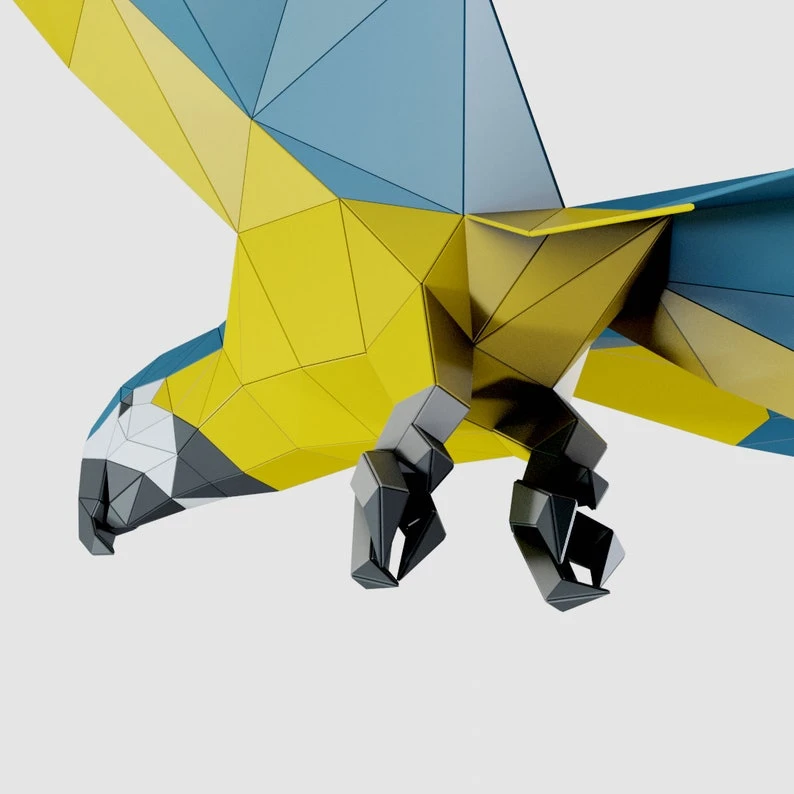 Parrot Paper Sculpture, Printable PDF template, Handmade Wild Animal ...