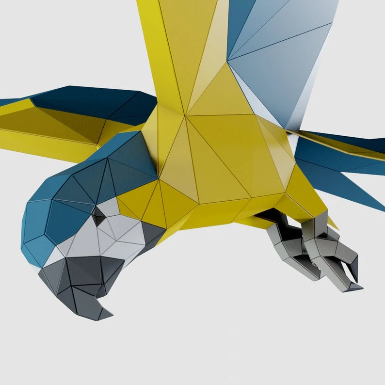 Parrot Paper Sculpture, Printable PDF template, Handmade Wild Animal ...