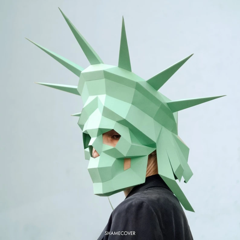 Statue Of Liberty Skull Mask,DIY Head,Instant Pdf download,Polygon mask ...