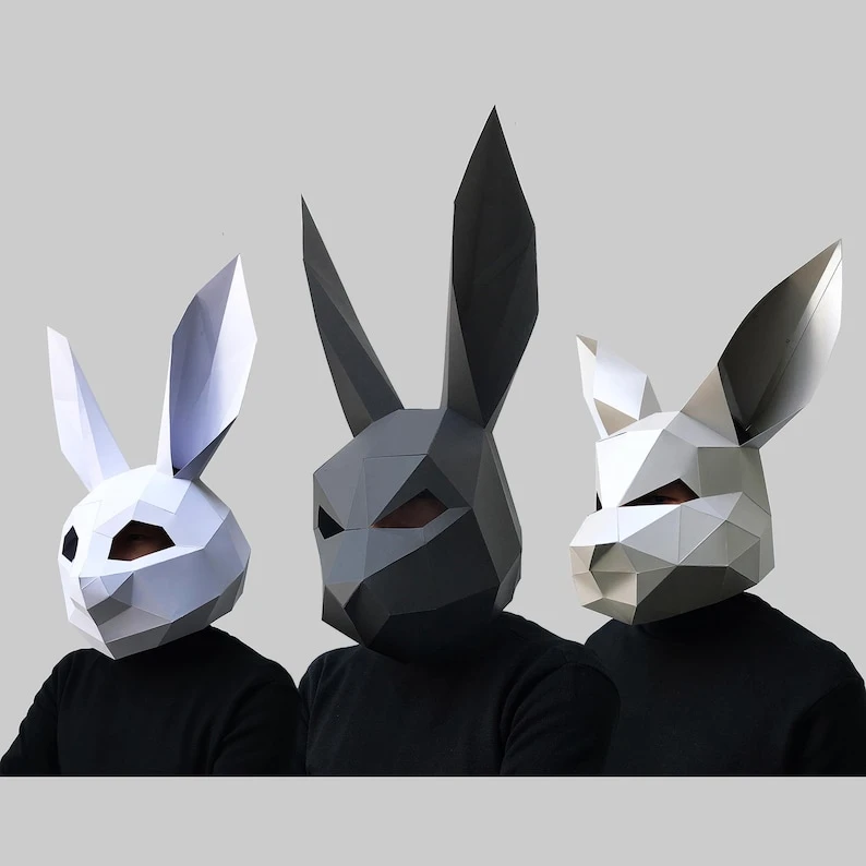 COMBO #1 Rabbit paper mask template - paper mask, papercraft mask ...