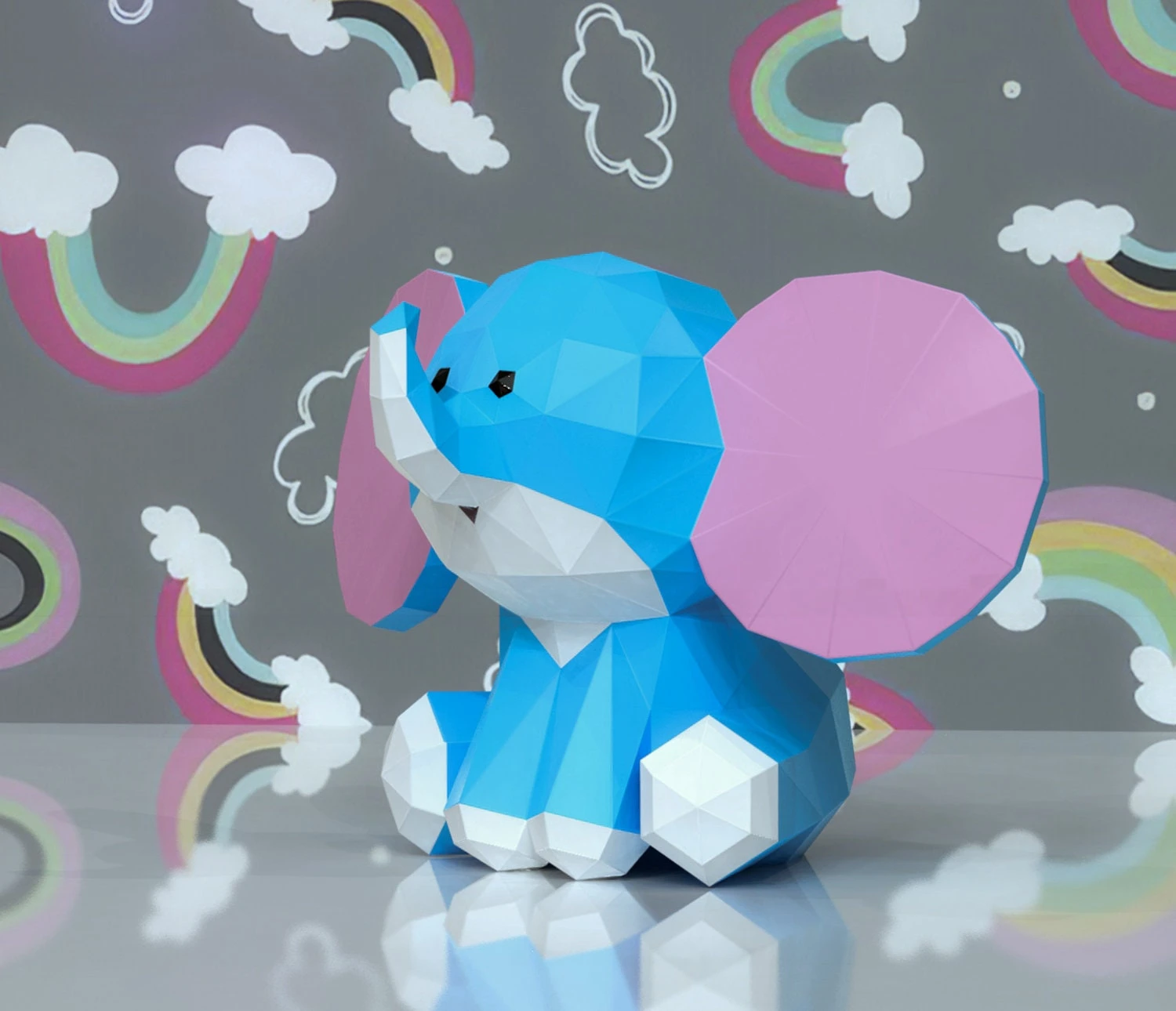 Baby Elephant Papercraft, Lowpoly, Lowpoly Papercraft