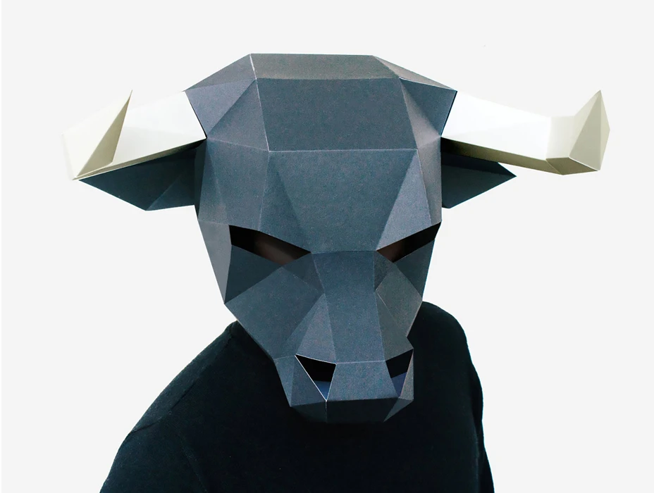 Bull Mask, New Year's Eve Mask, DIY printable Animal Head, Instant Pdf ...