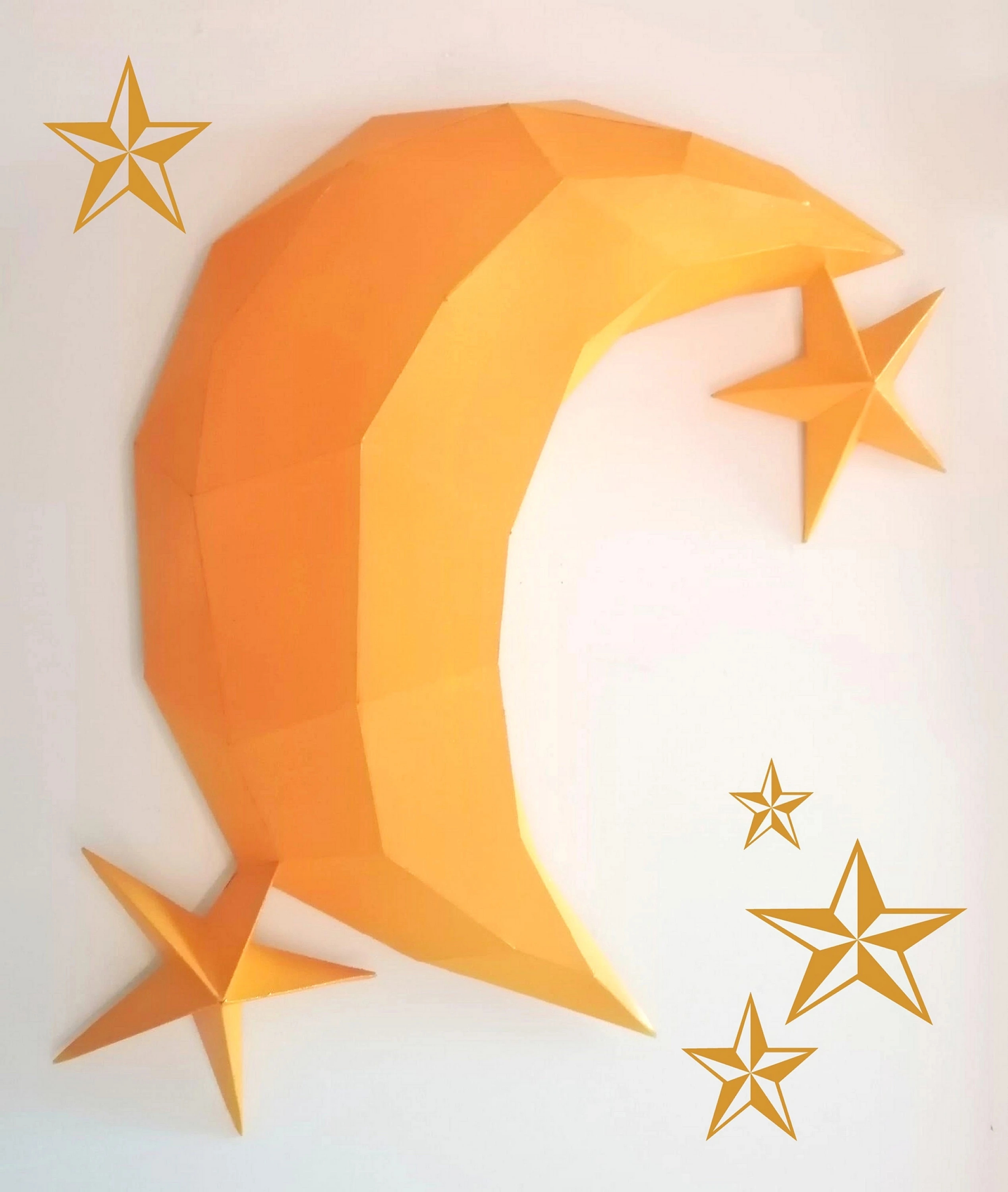 Moon and Star on wall 3D Papercraft model. You get PDF digital file ...