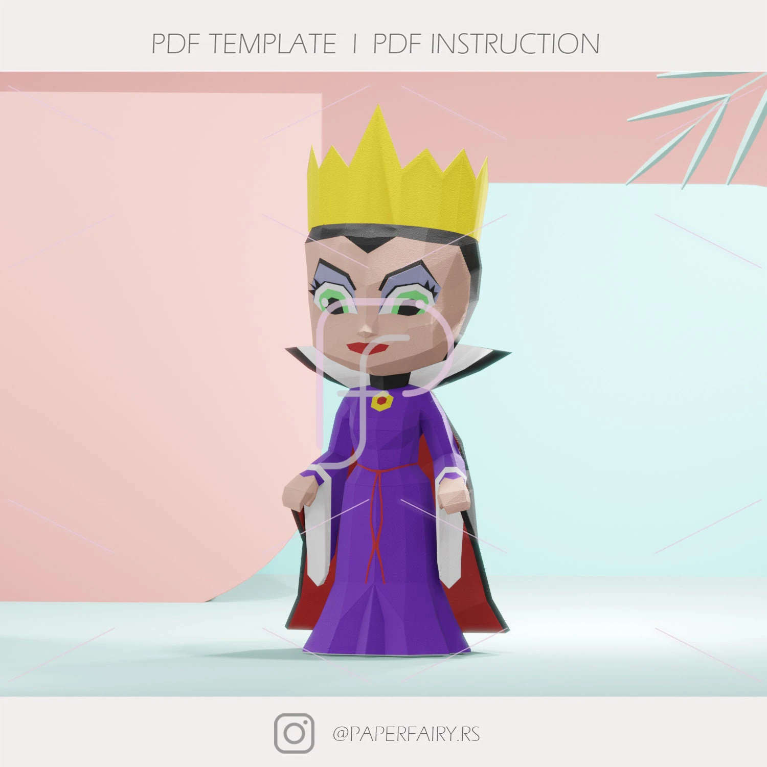 Low poly Snow White and Seven Dwarfs The Queen Chibi doll 3d papercraft ...