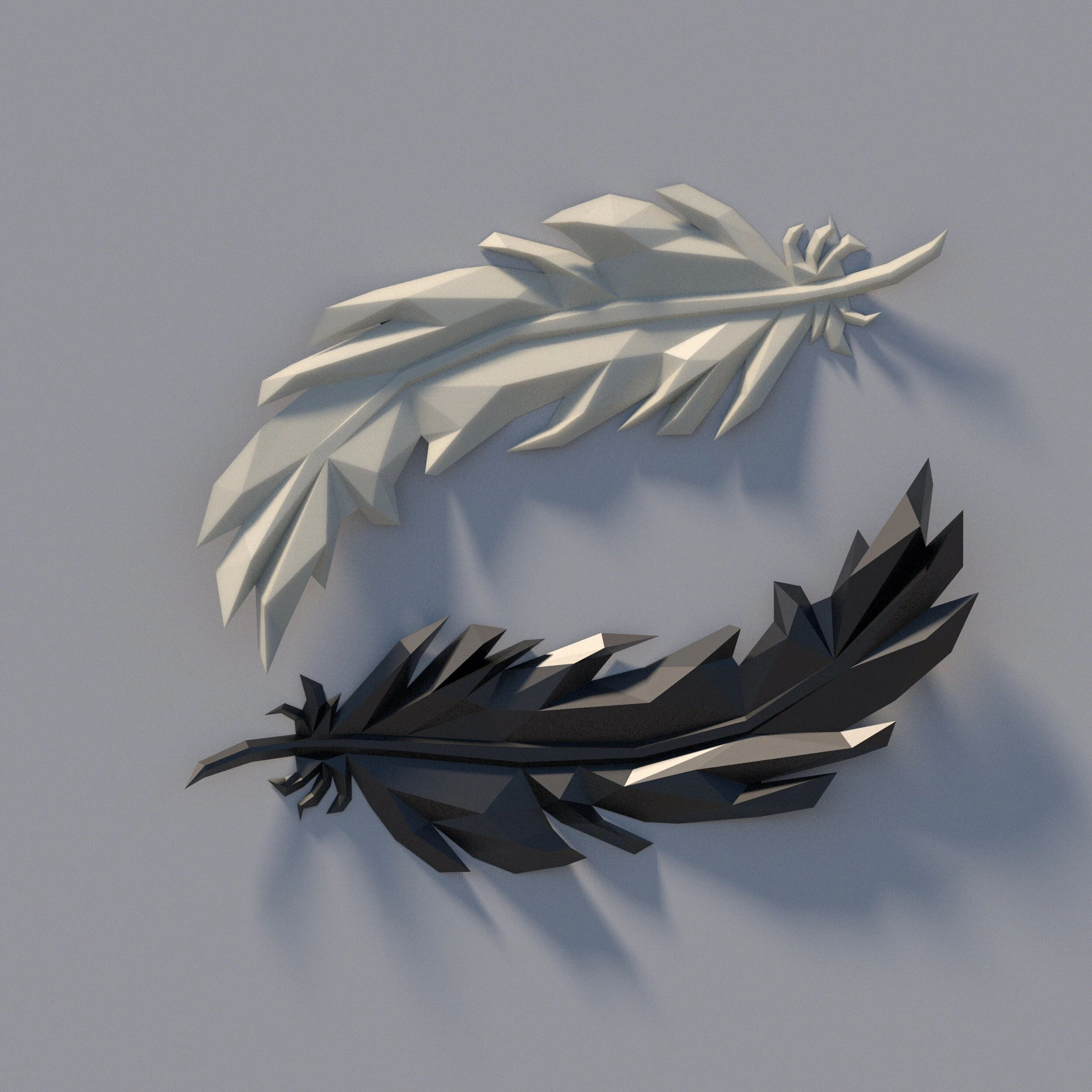 Papercraft DIY Feather, papercraft 3d feather, feather drawing, 3D wall art, 3D wall decor, low ...