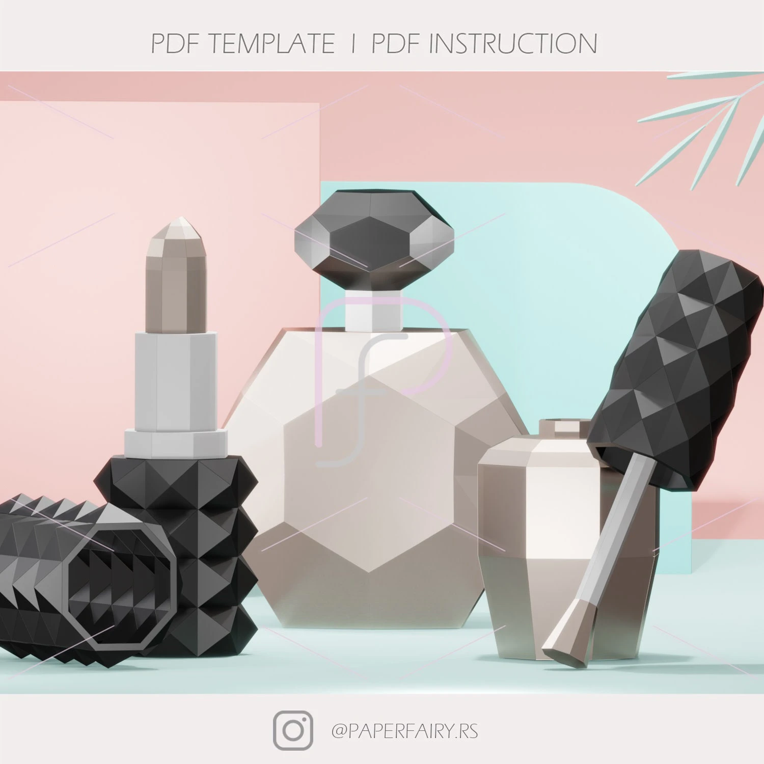Papercraft Makeup set template ,3 designs | Low Poly Art Decor ...