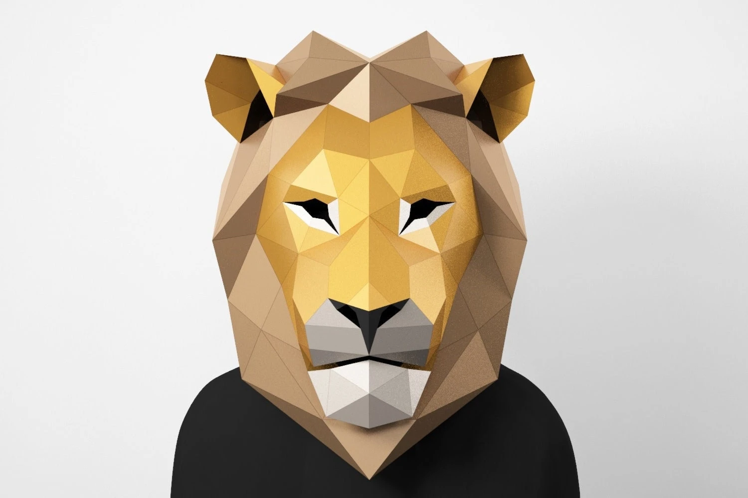 Lion Mask Papercraft PDF Template, DIY low poly mask, Lion King, Lion ...