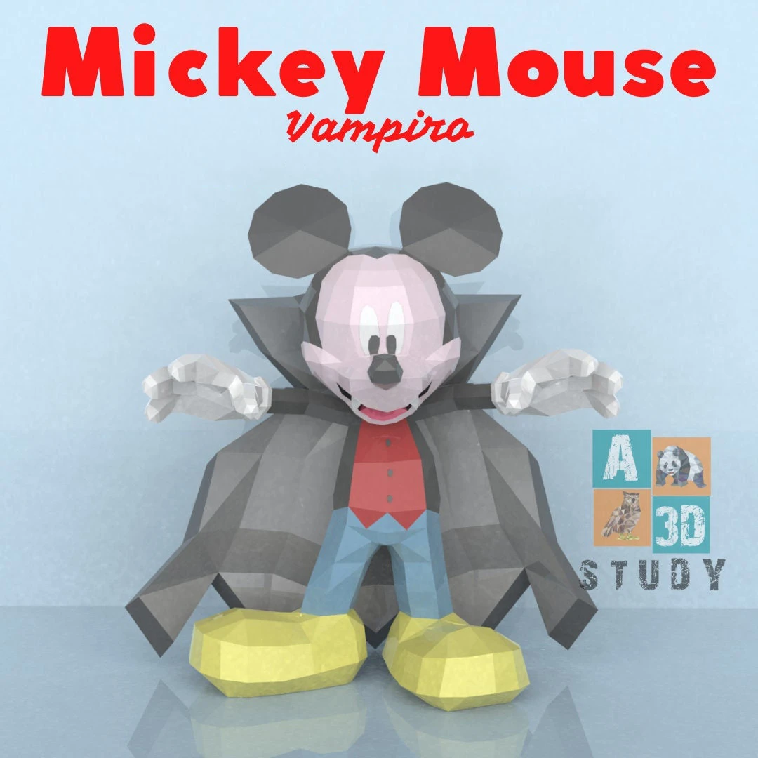 Vampire Mickey: Papercraft Design, PDF Template, DIY 3D Model, FanArt ...