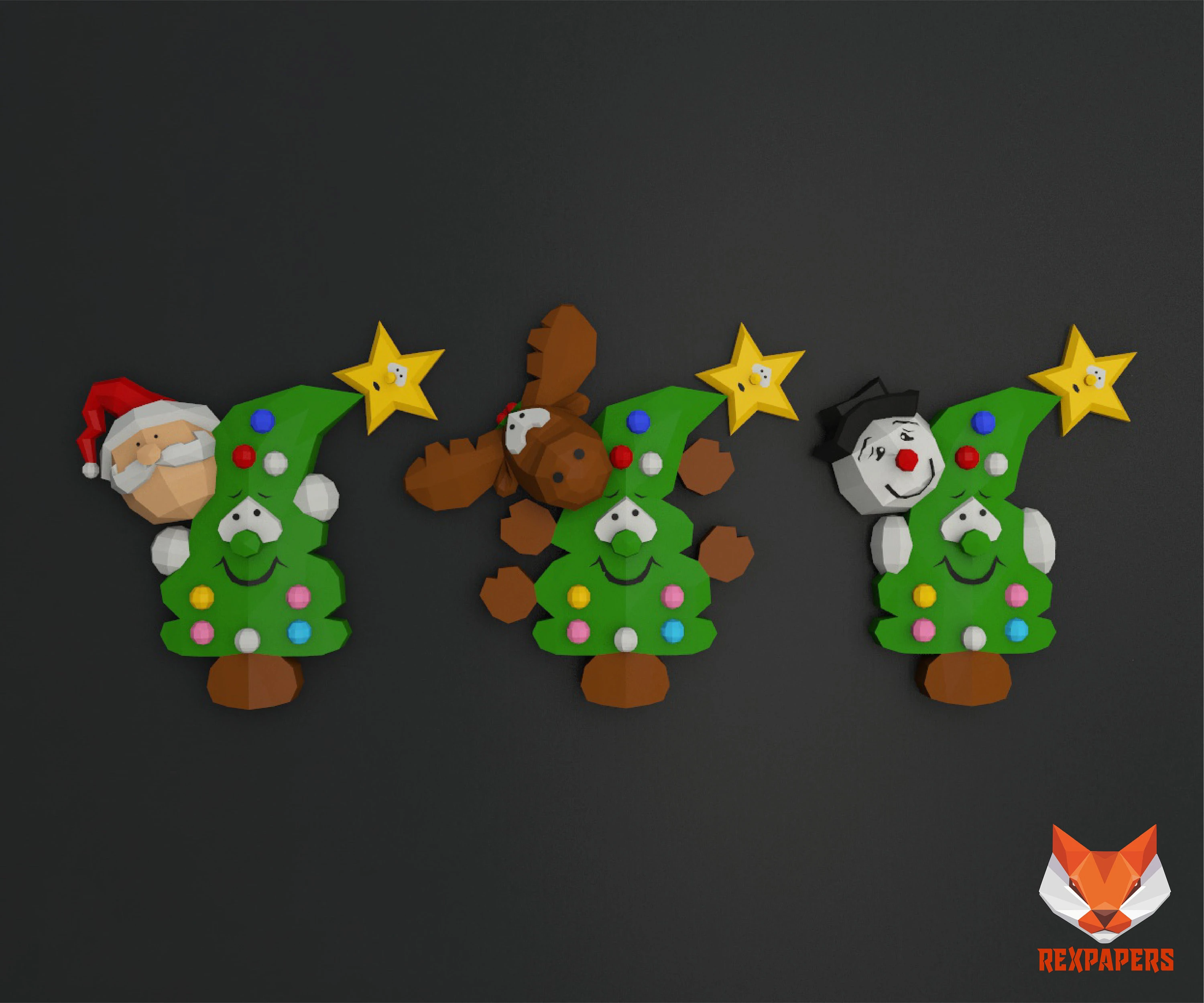 Arboles De Navidad, Christmas Trees Papercraft , PDF Template, DIY 3d ...