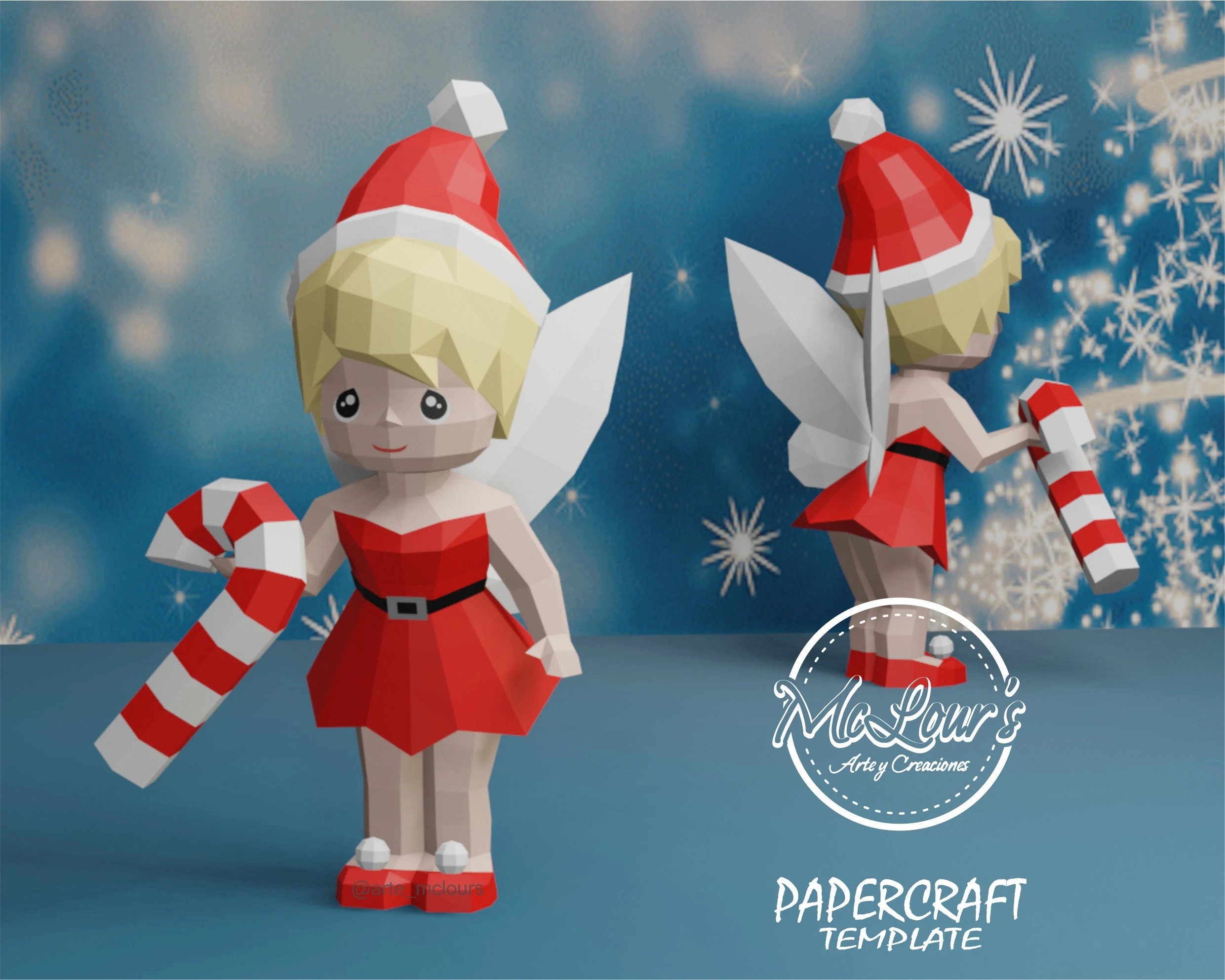 Tinker Bell Christmas/ Peter Pan/ DiY Craft/ Template PDF/ Low Poly ...