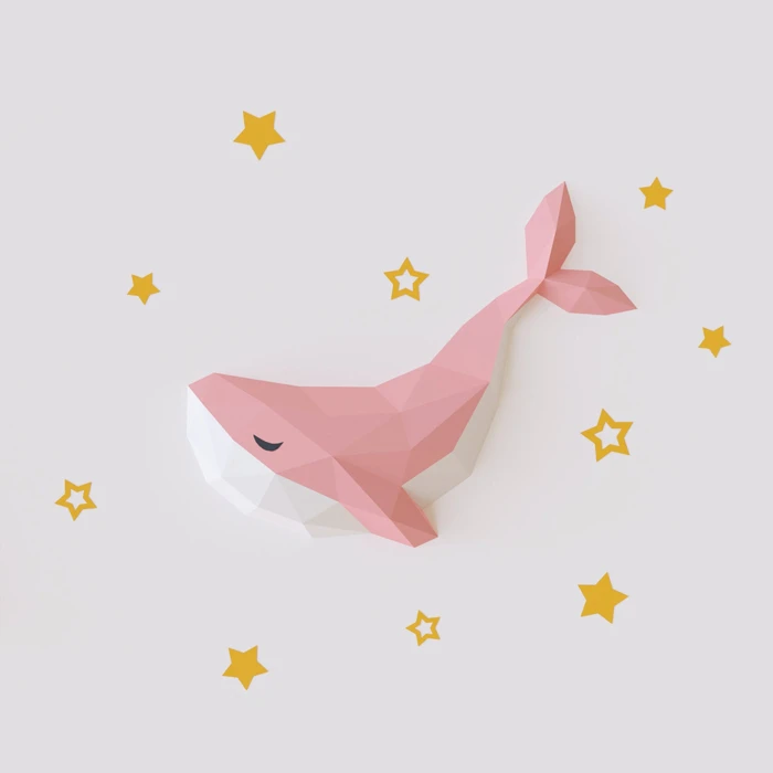 Whale papercraft wall decor, Whale Model for Room Decoration