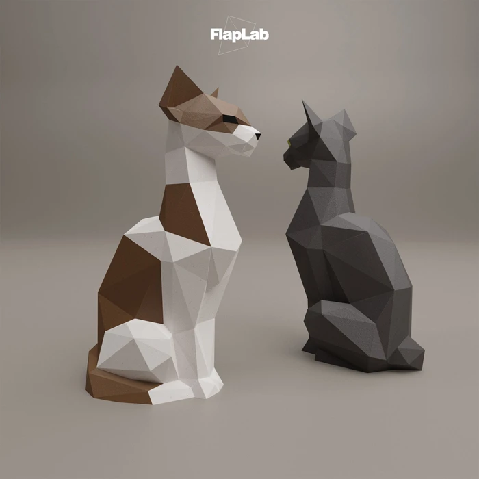 DIY Paper craft Cat, Sitting Cat model, Low poly cat, Cat character ...