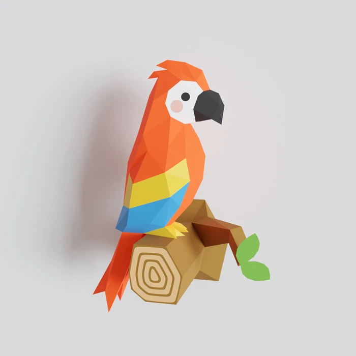 Parrot Papercraft template Bird 3d origami sculpture decor
