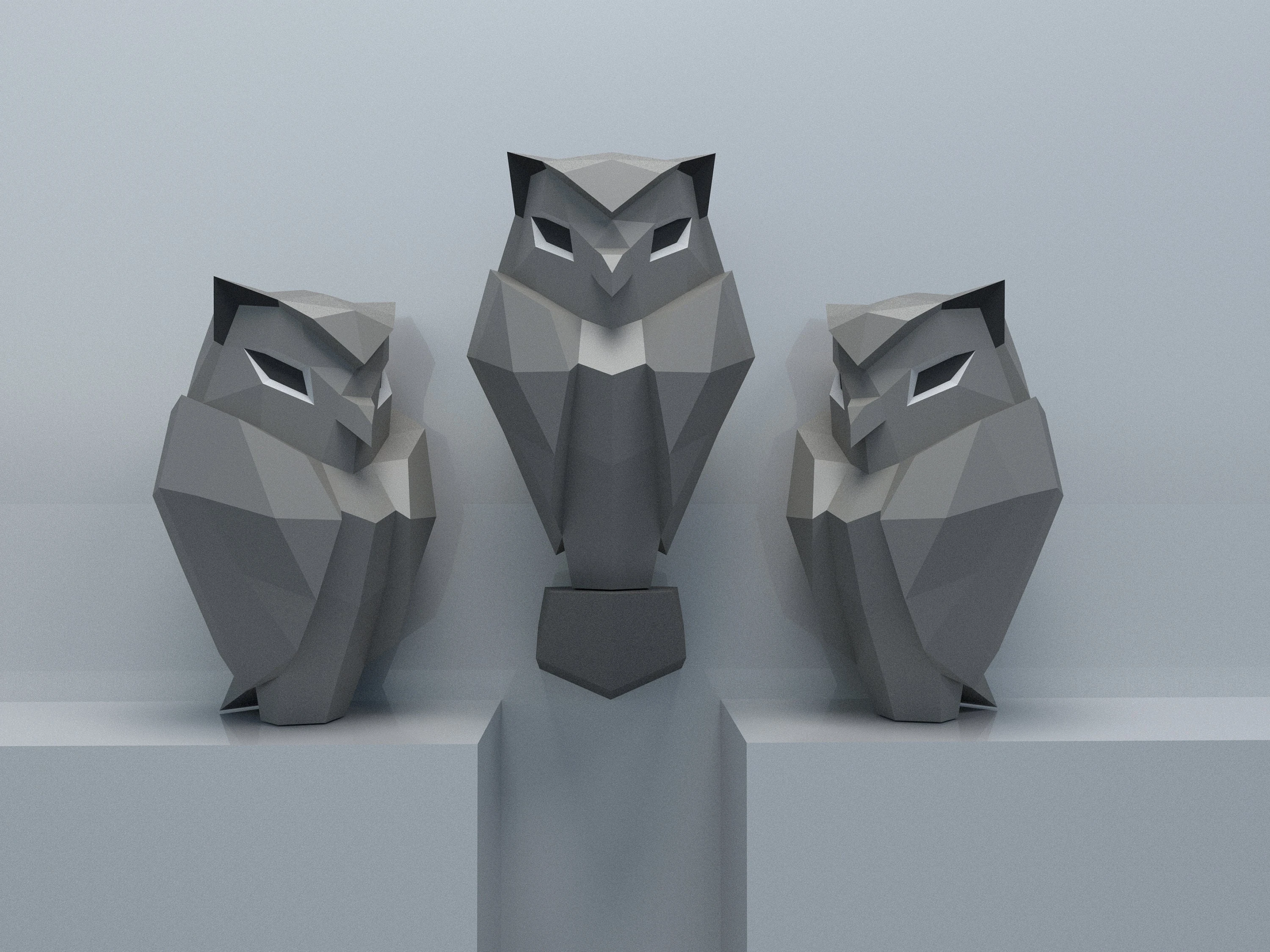 Papercraft 3d low poly owl, paper owl template, paper decoration, DIY ...