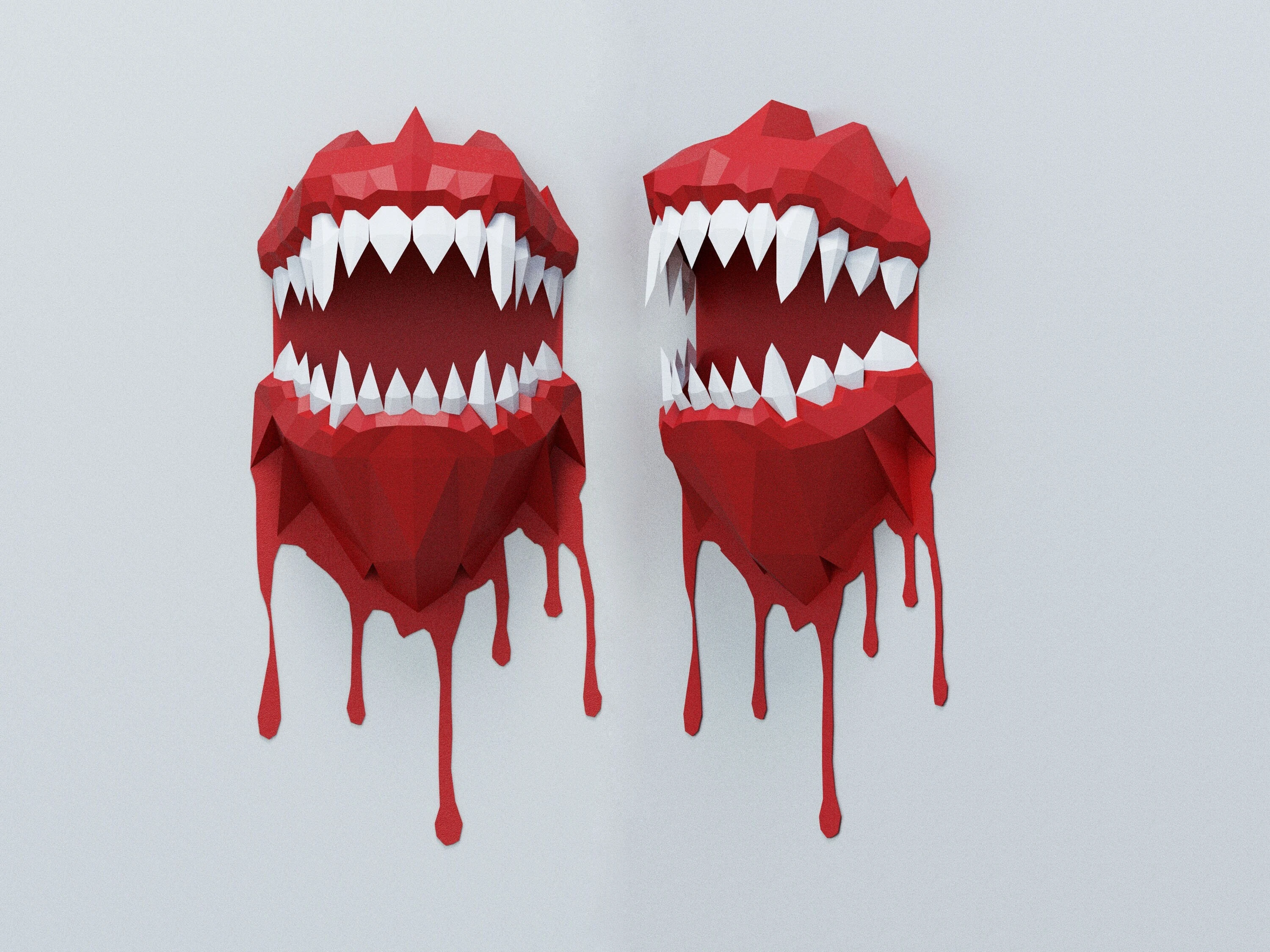 Papercraft 3d halloween vampire teeth PDF template, DIY halloween ...