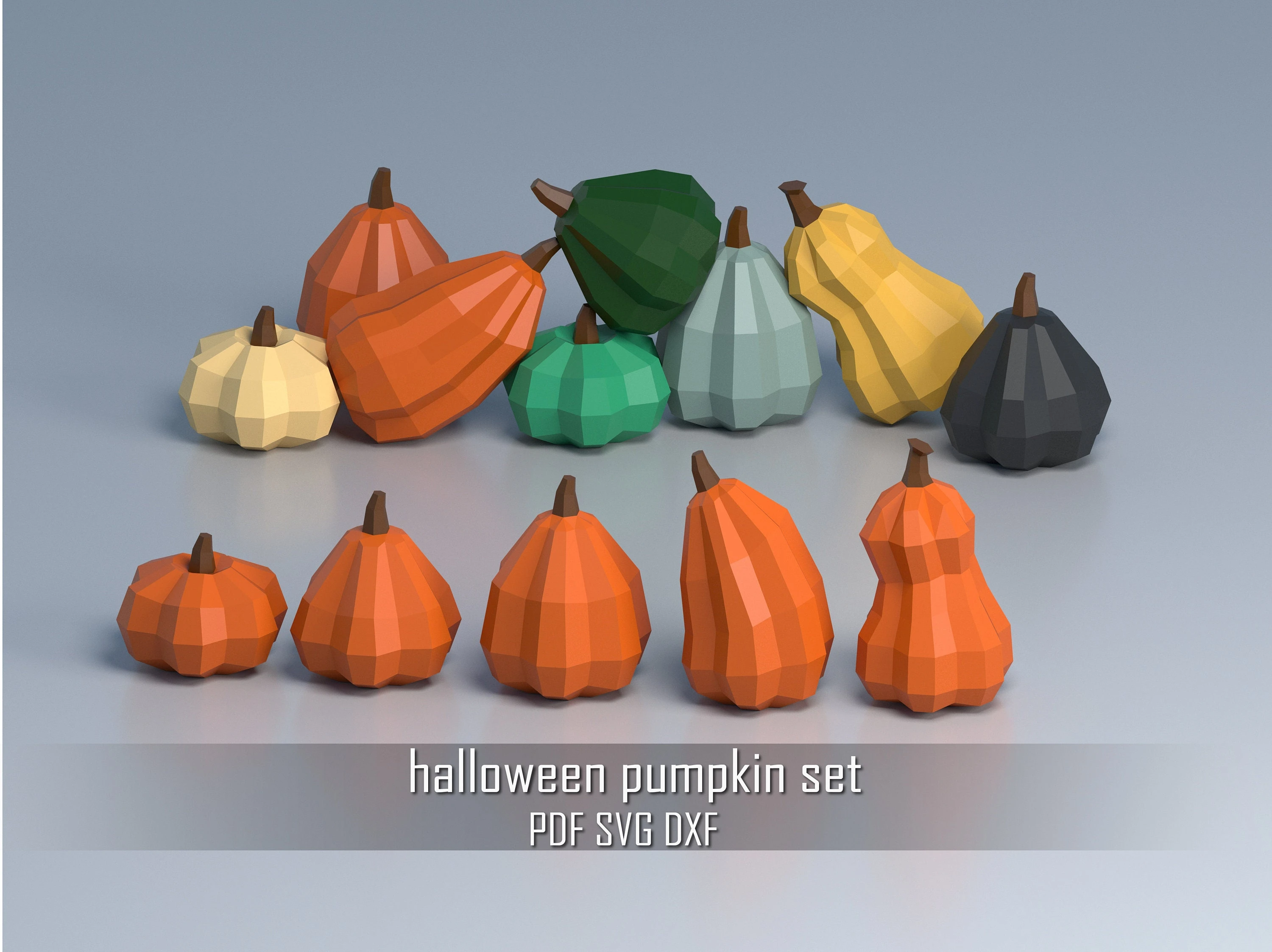 Papercraft halloween pumpkin, papercraft 3d pumpkin, svg template, 3D ...