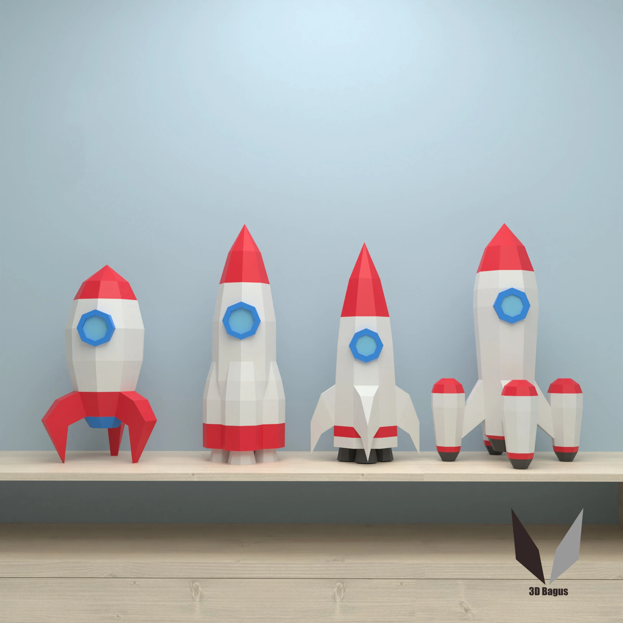 Rocket Bundle pack 3D papercraft | DIY paper sculpture | Paper model ...