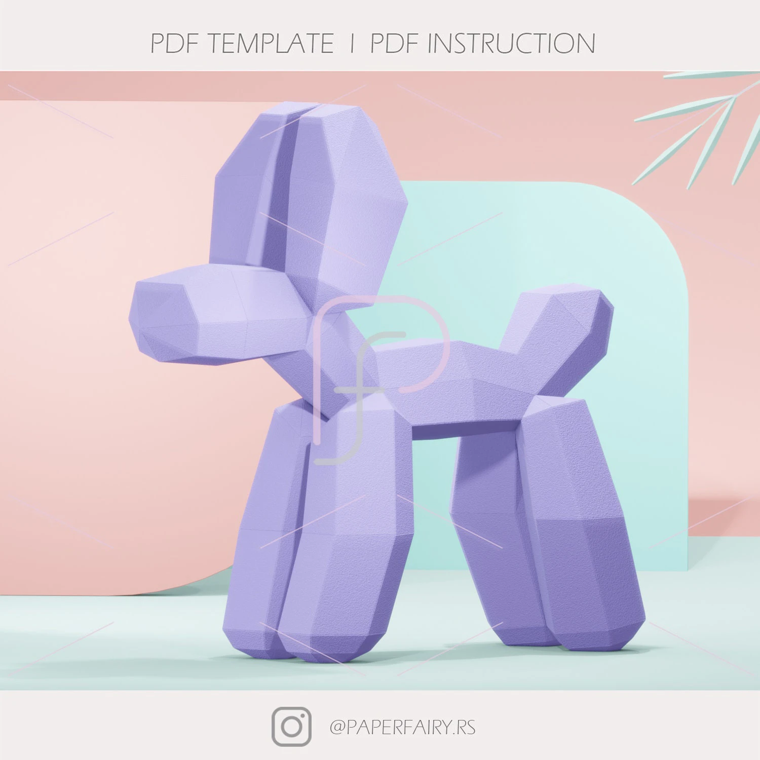 3D Papercraft Balloon dog template | Low Poly balloon dog