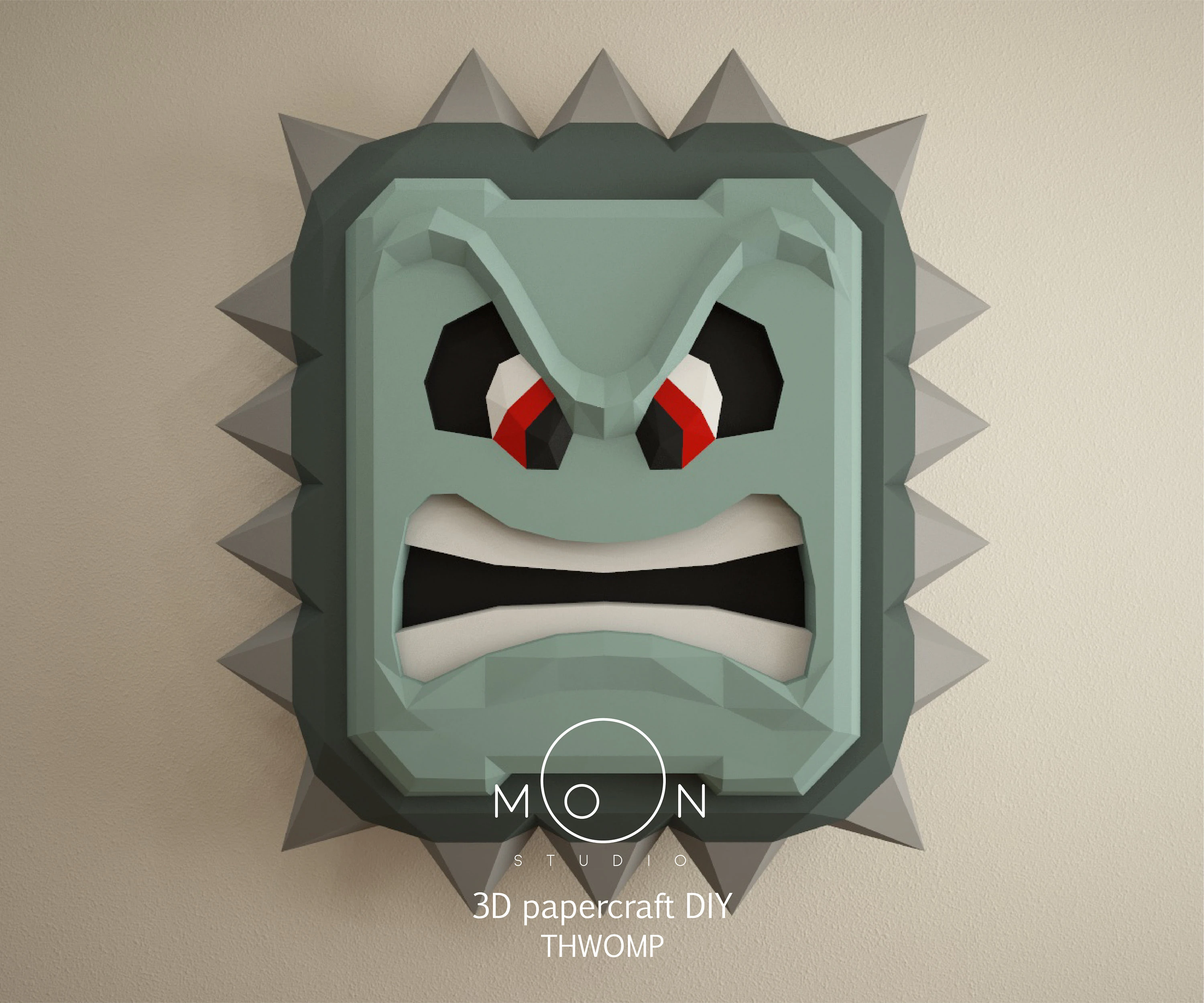 Thwomp, DIY, Papercraft, PDF, Low Poly, 3D model, Craft, Paper, Mario ...