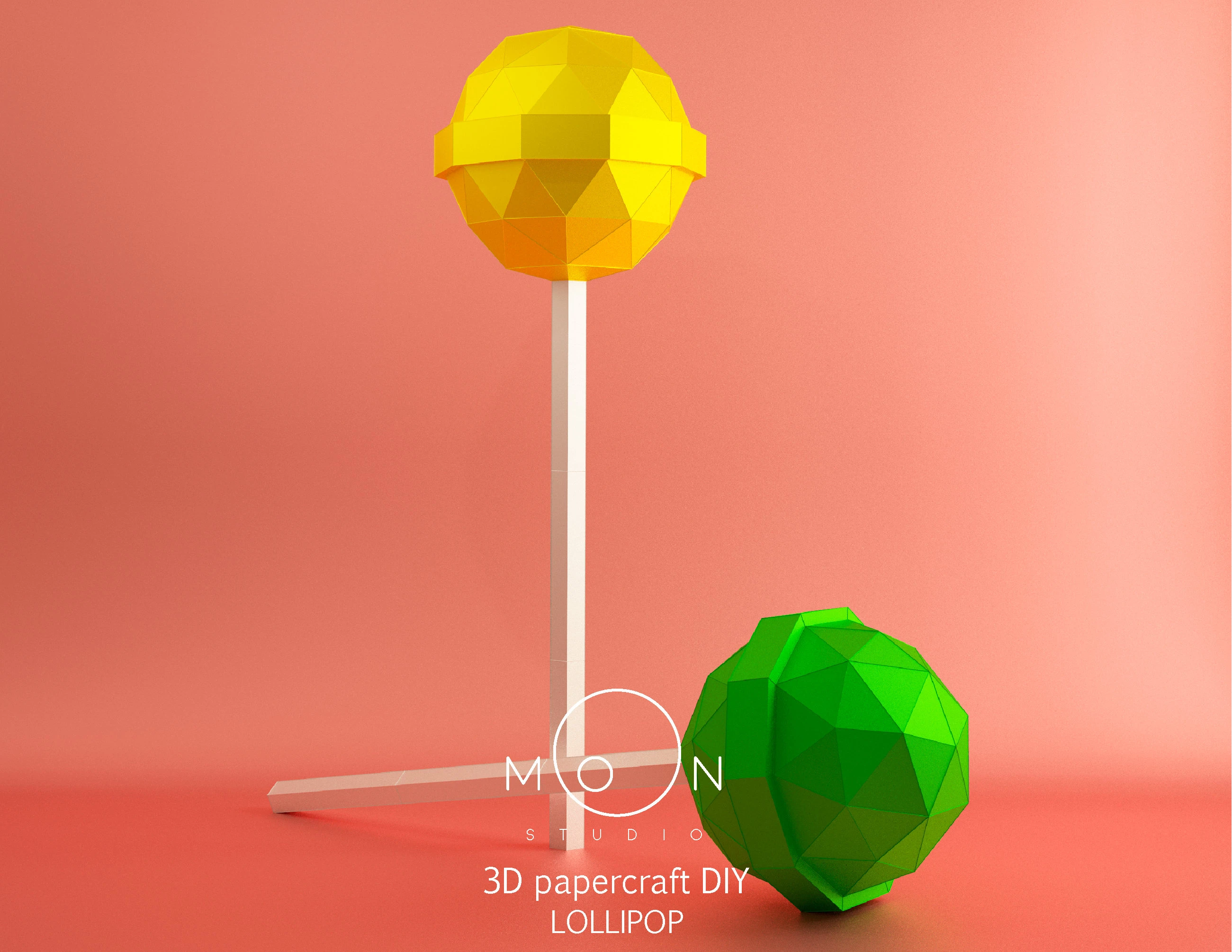 Lollipop, Sweet, Papercraft PDF, Template, DIY, Low poly Paper ...