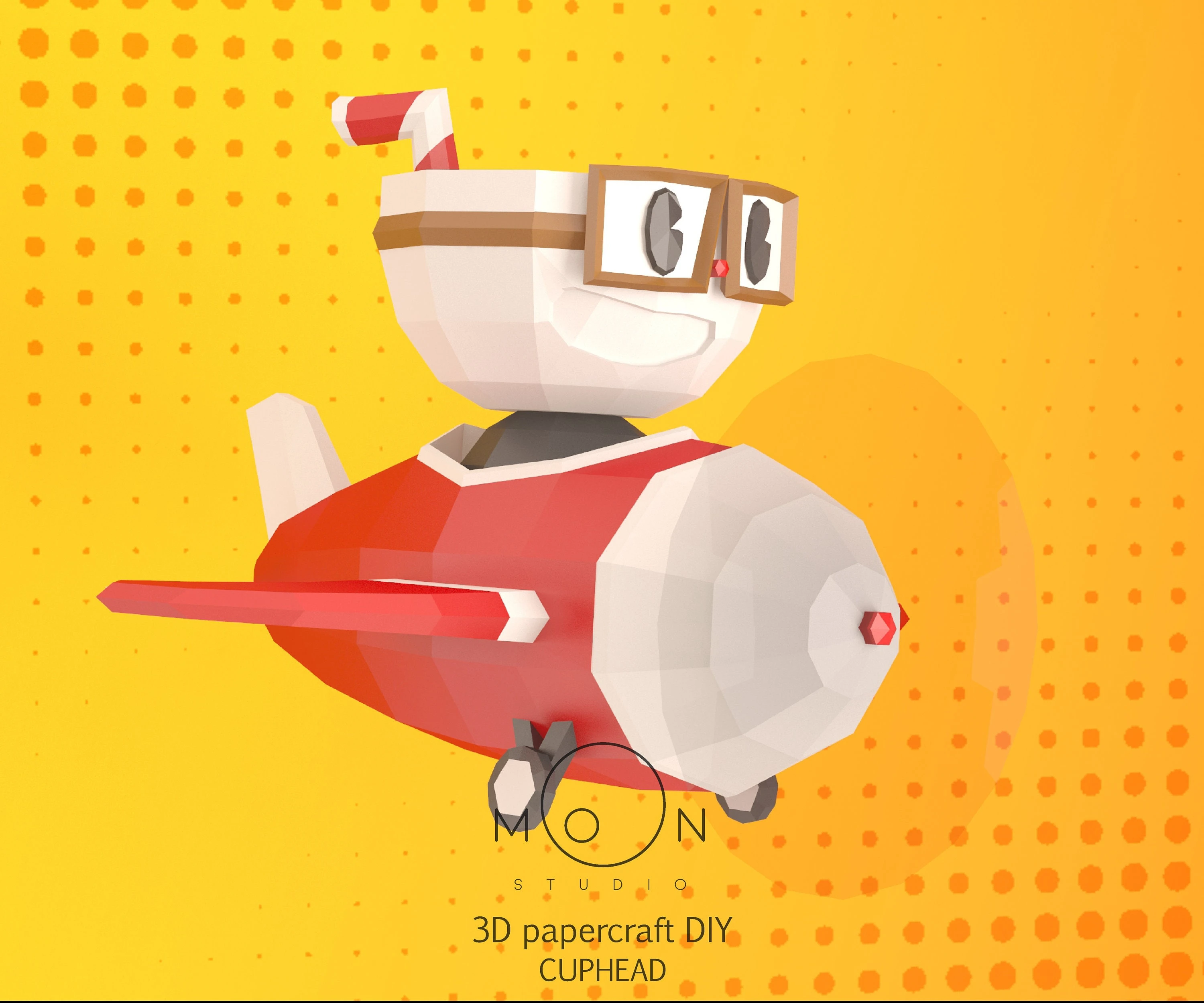 Cuphead, Diy, Papercraft, Low Poly, Paper, 3D Model, Room Decor, Retro ...