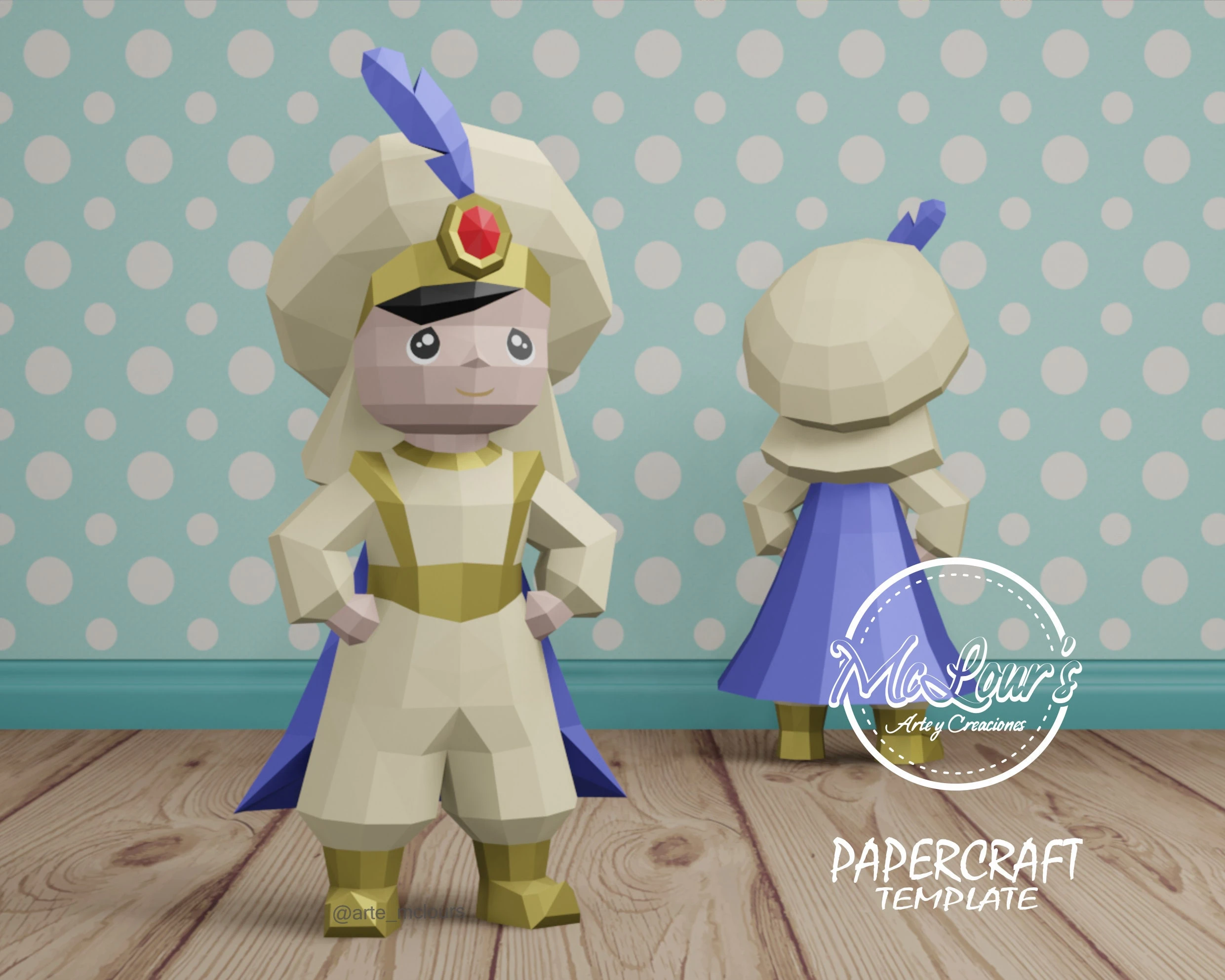 Aladdin Doll Papercraft/ DiY Craft/ Template PDF/ Low Poly/ Papercraft ...