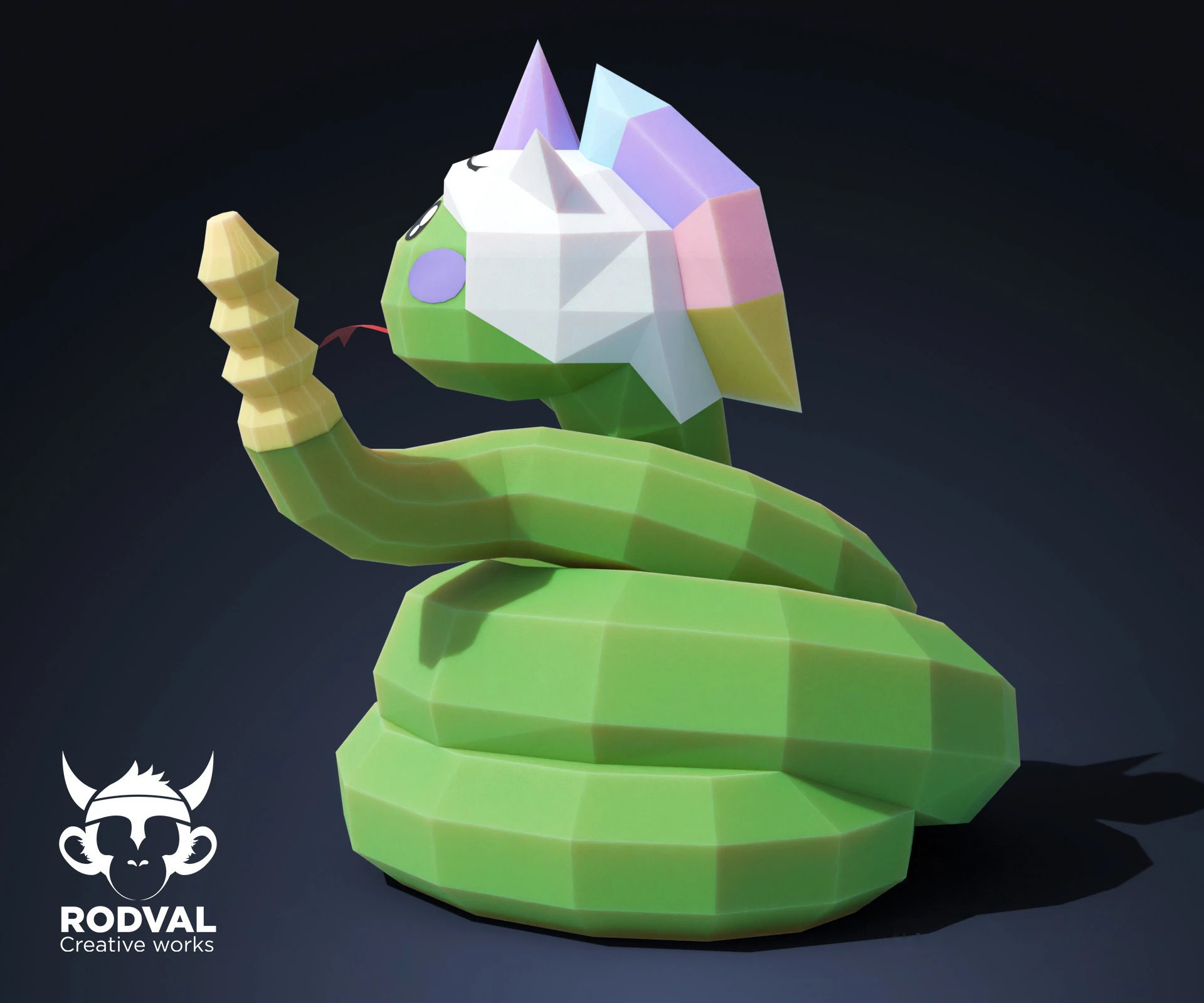 CUTE VIPER, Papercraft, Template, DIY, Paper, Low Poly, Cute, Kawaii ...