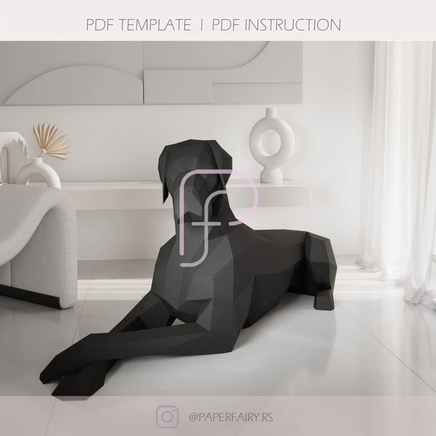 Low Poly Great Dane, 3d papercraft, Dog Papercraft, Template ...