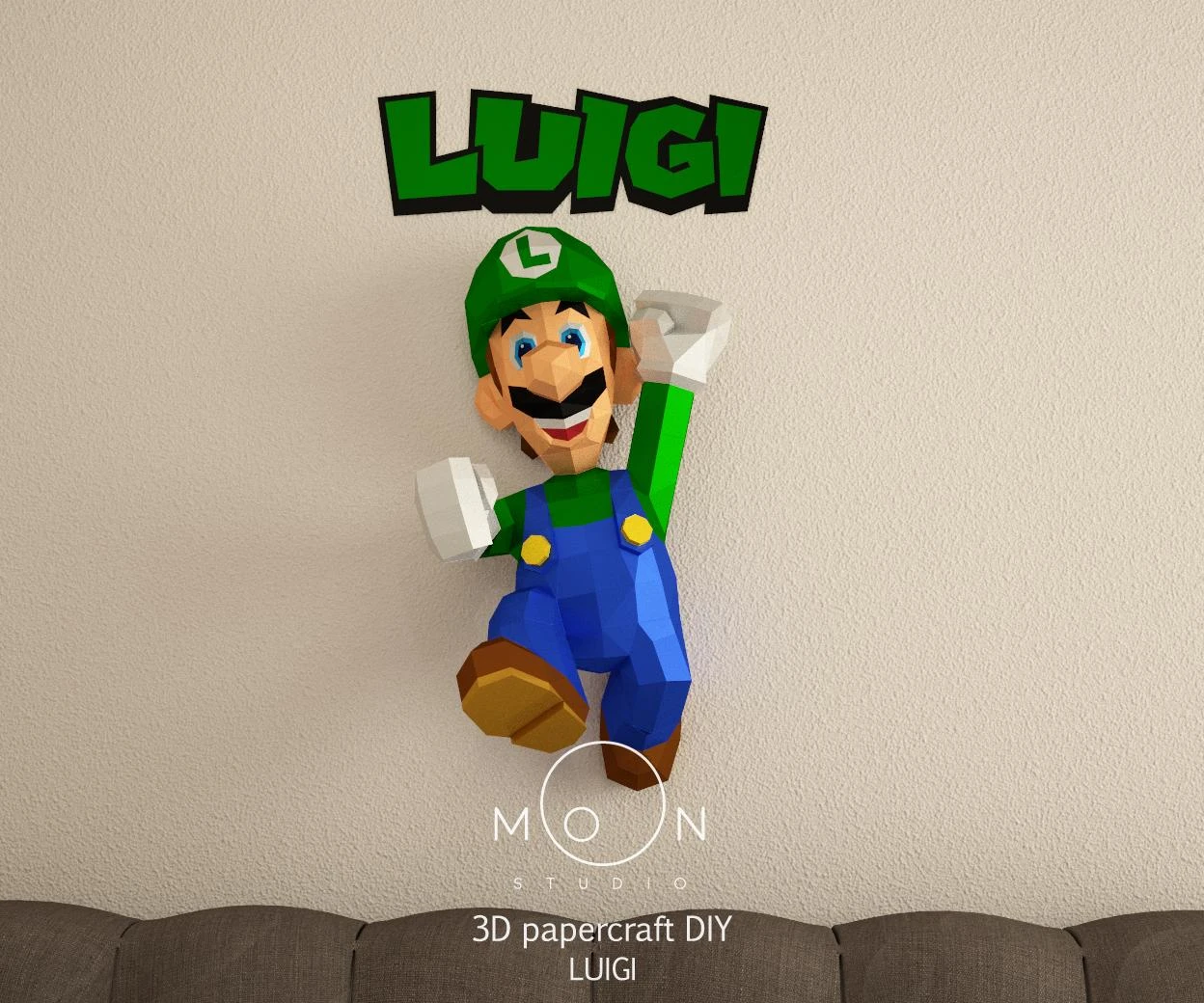 Luigi, DIY, Papercraft, PDF, Low Poly, 3D model, Craft, Paper, Mario ...