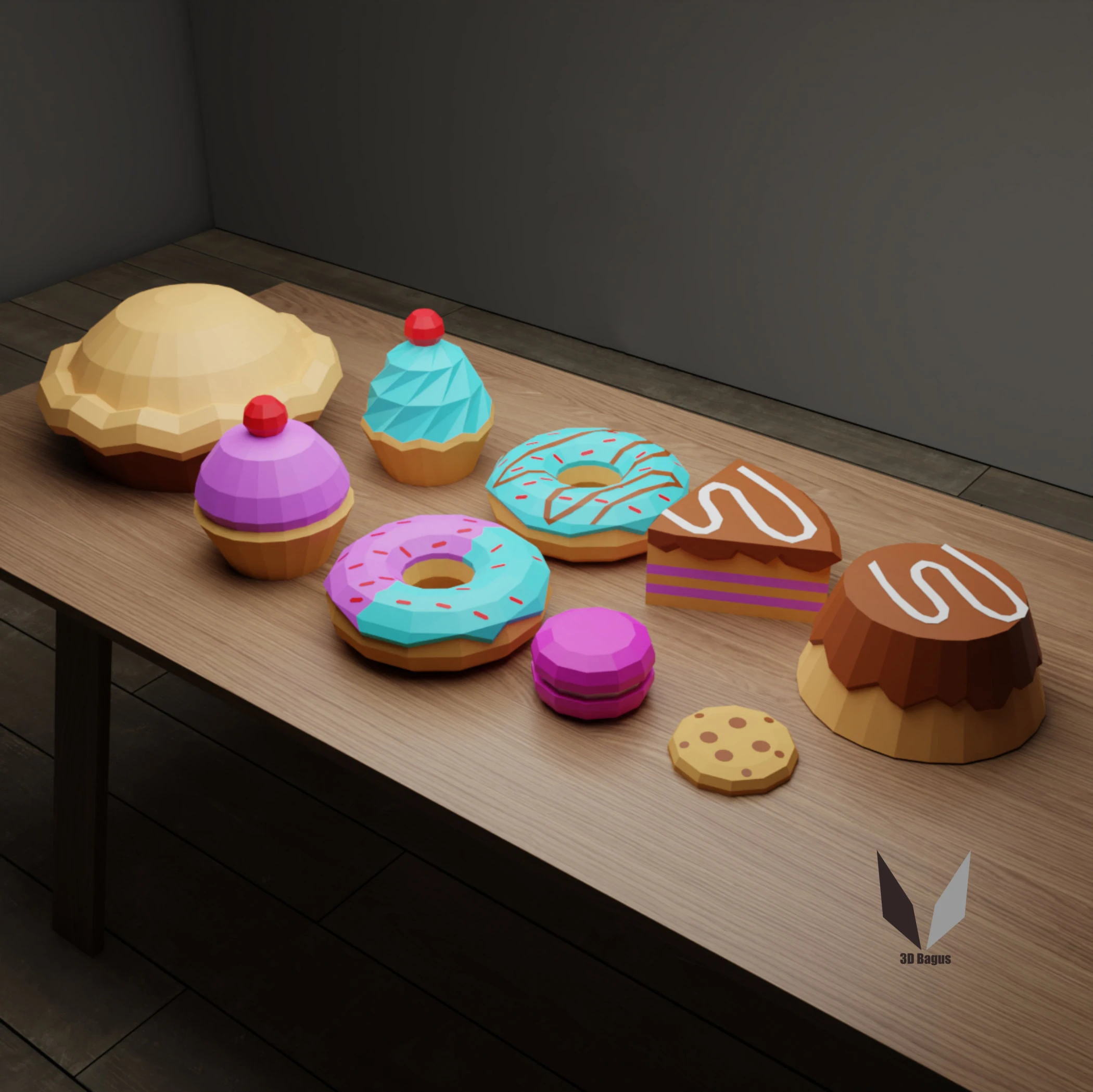 Dessert food pack 3D papercraft | DIY paper sculpture | Paper model ...