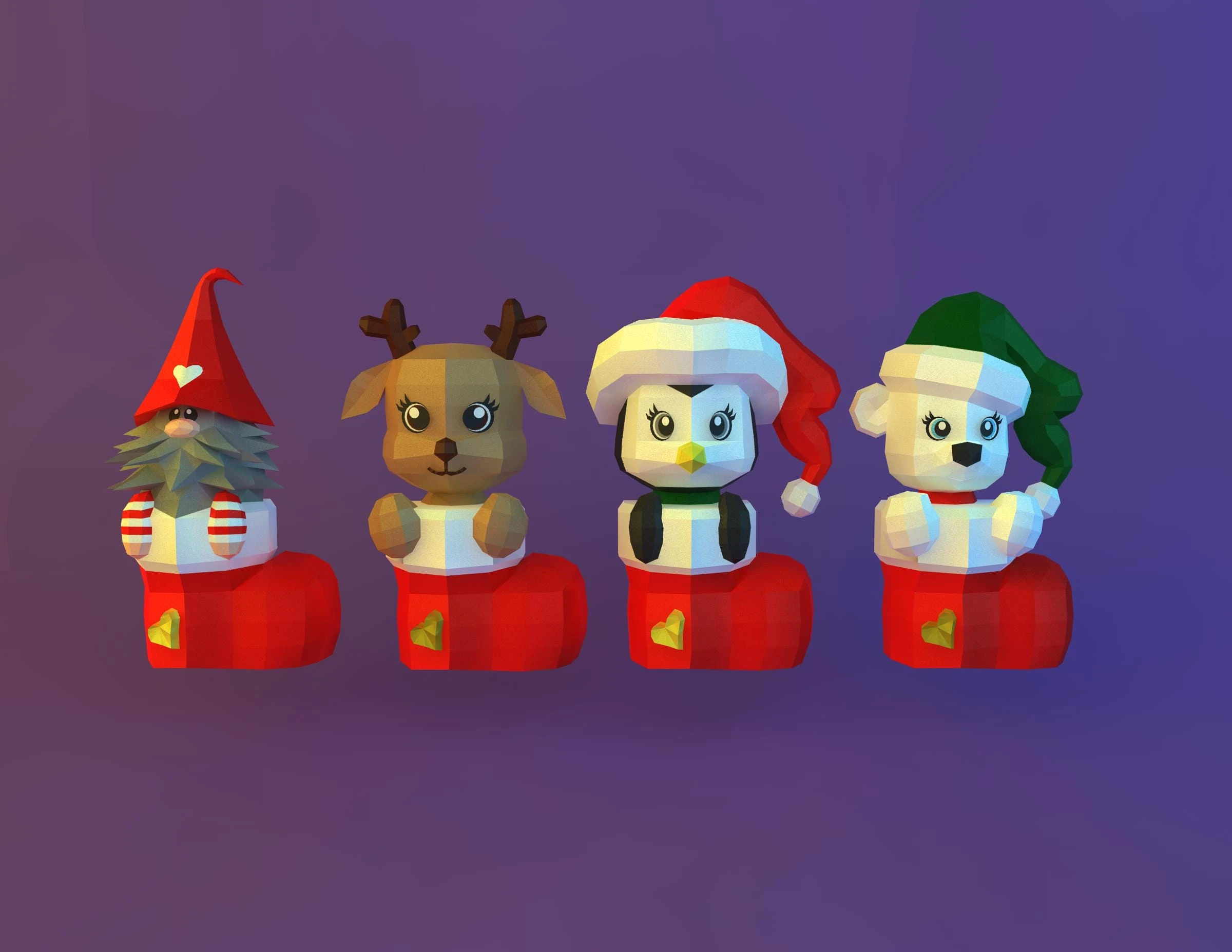 Botas De Navidad, Christmas Boots Papercraft, PDF Template, DIY 3d ...