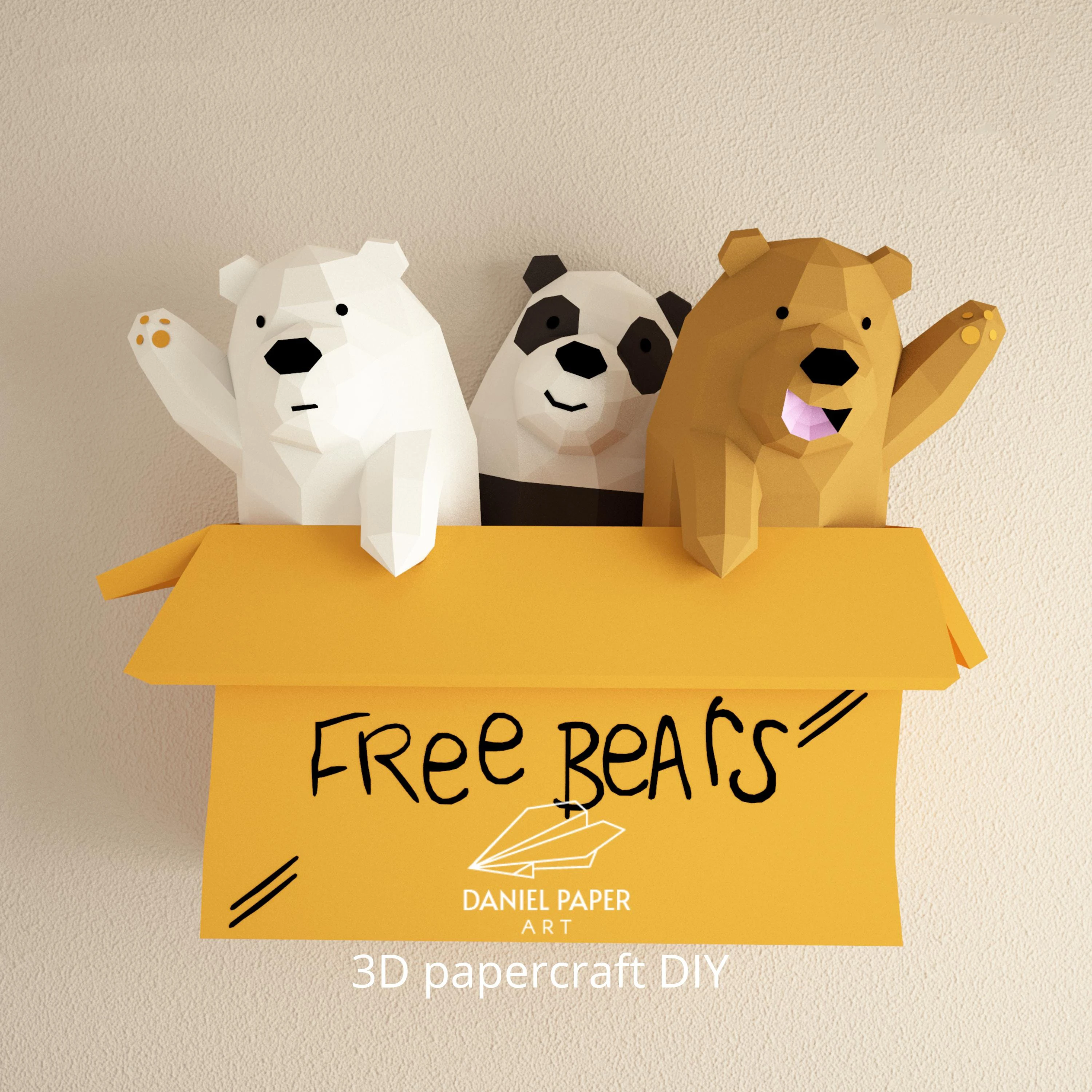 We Bare Bears PDF Template, DIY 3d Model, FanArt, Paper Sculpture, Low ...