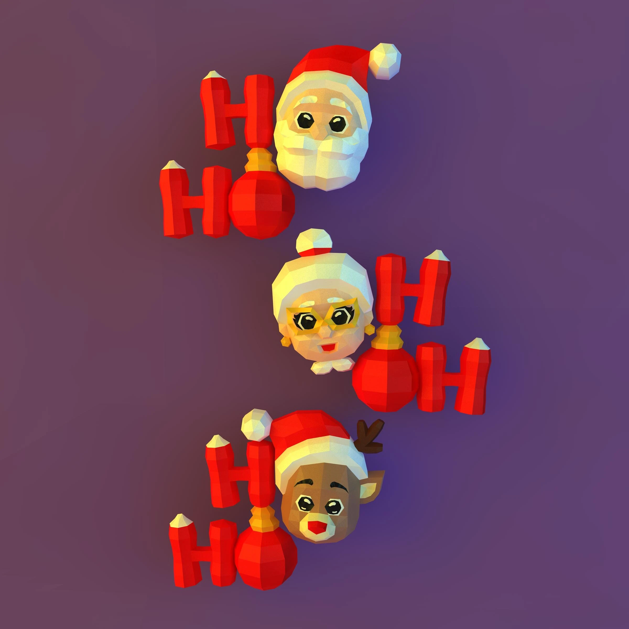 Ho Ho Ho, Santa Christmas Papercraft, PDF Template, DIY 3d Model ...