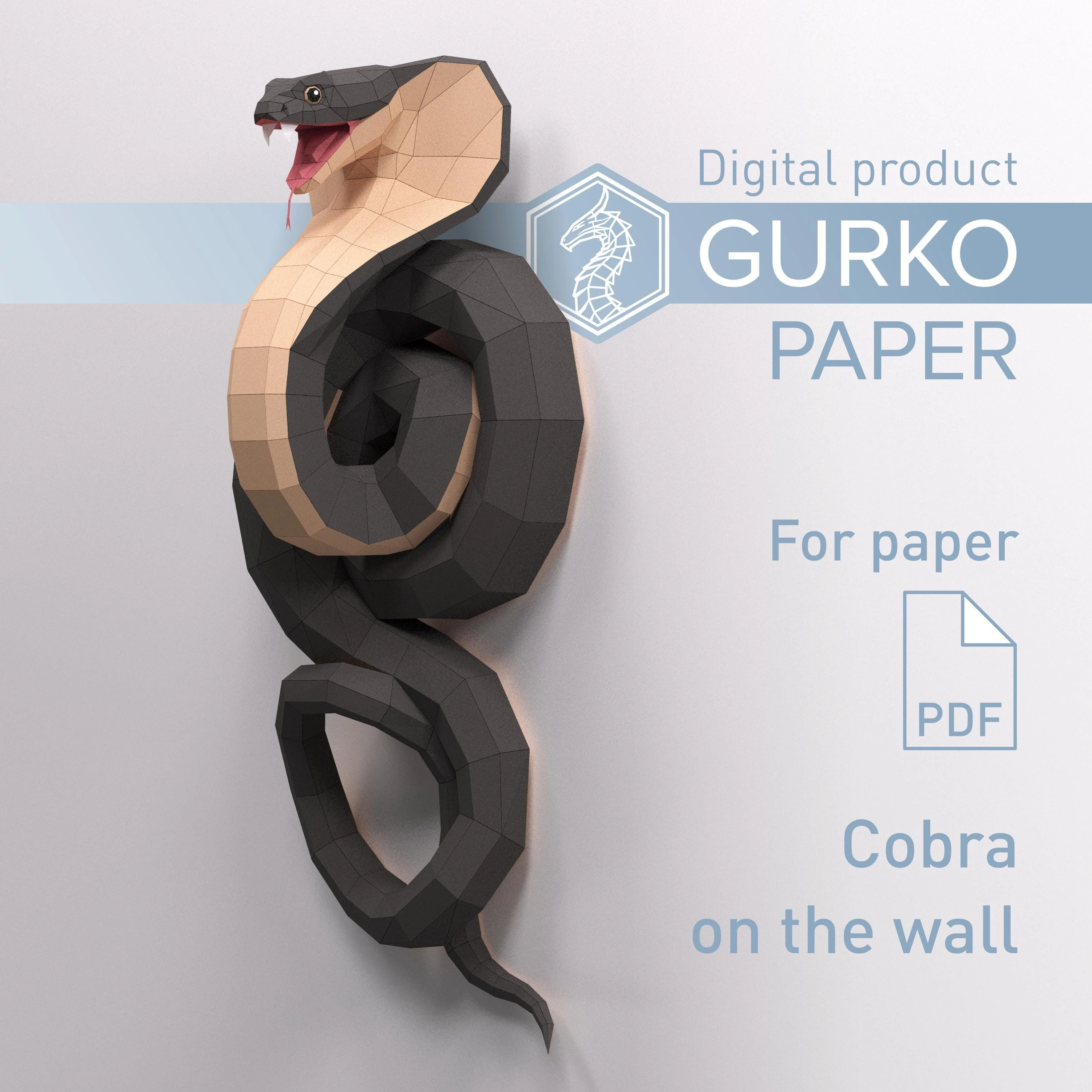 Cobra On The Wall, Snake Papercraft, Pdf, Gurko, Pepakura, Template, 3D ...