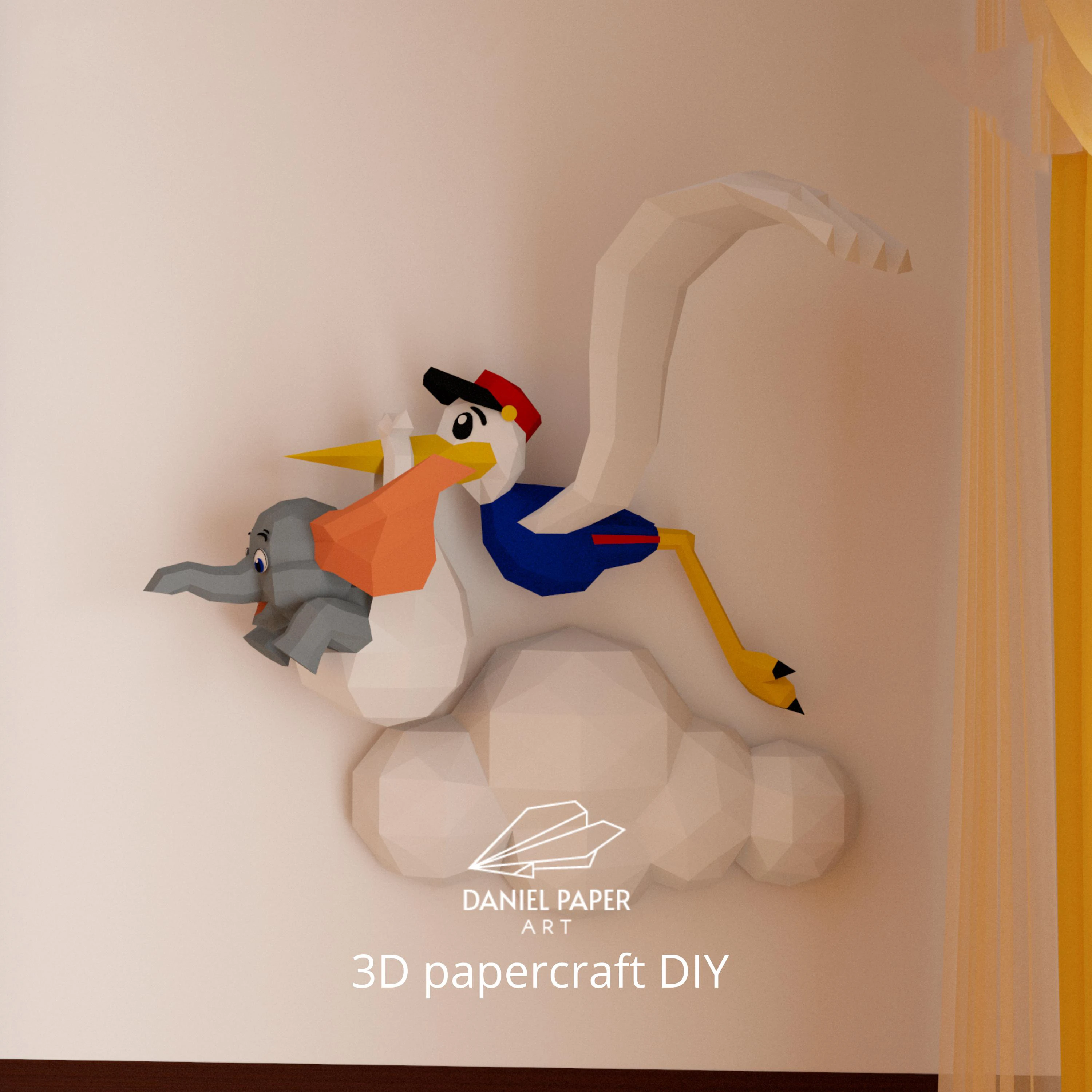 Look Out for Mr. Stork, Dumbo PDF Template, DIY 3d Model, FanArt, Paper ...
