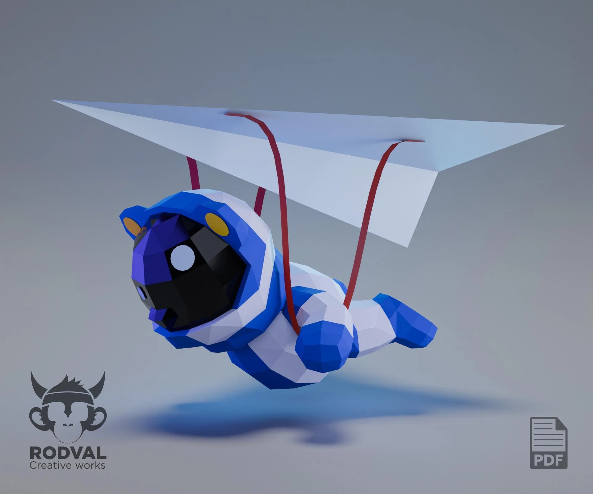 TEDDY PLANE ASTRONAUT, Papercraft, Template, DIY, Paper, Low Poly, Cute ...