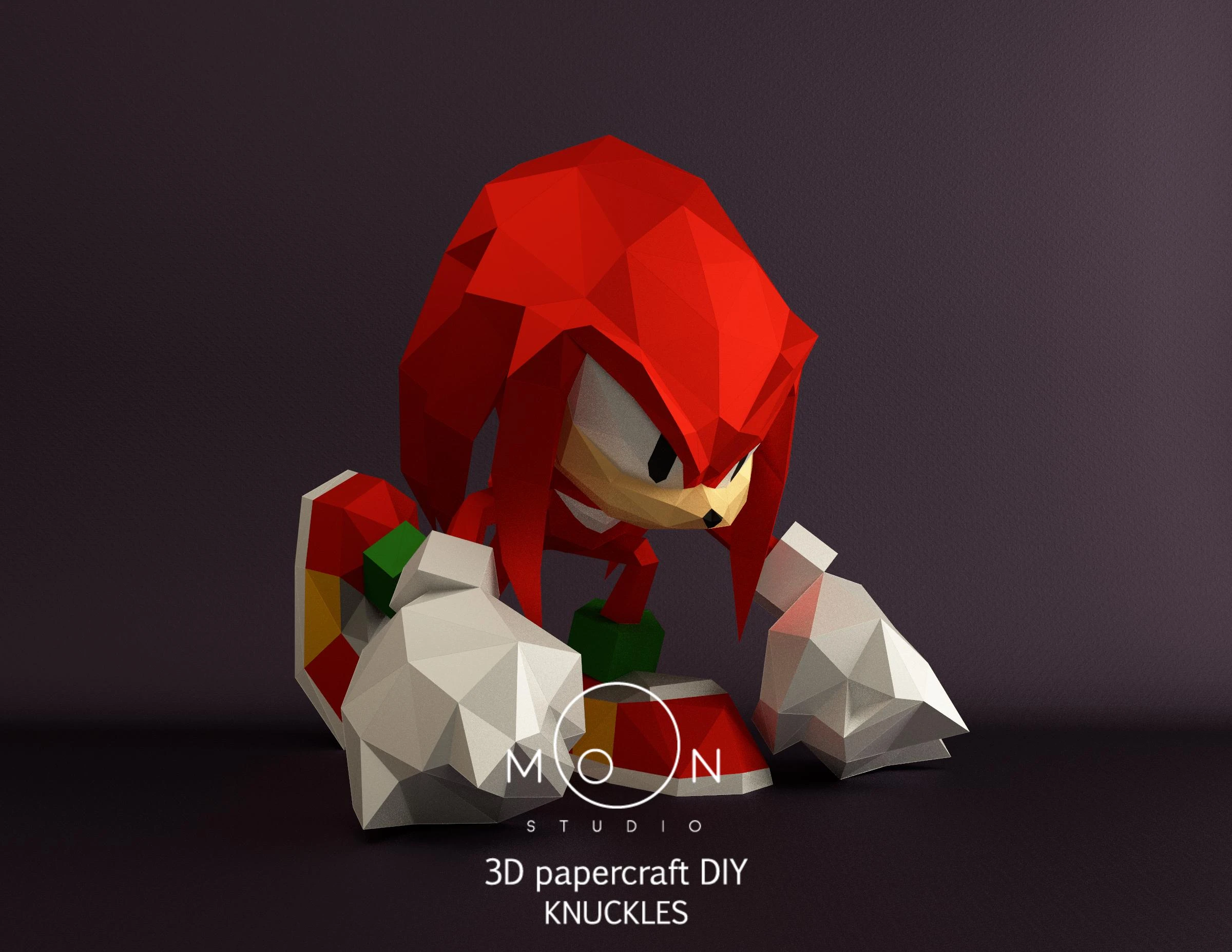 Knuckles, DIY, Papercraft, PDF, Low Poly, Paper, Sega, Retro Game, Room ...
