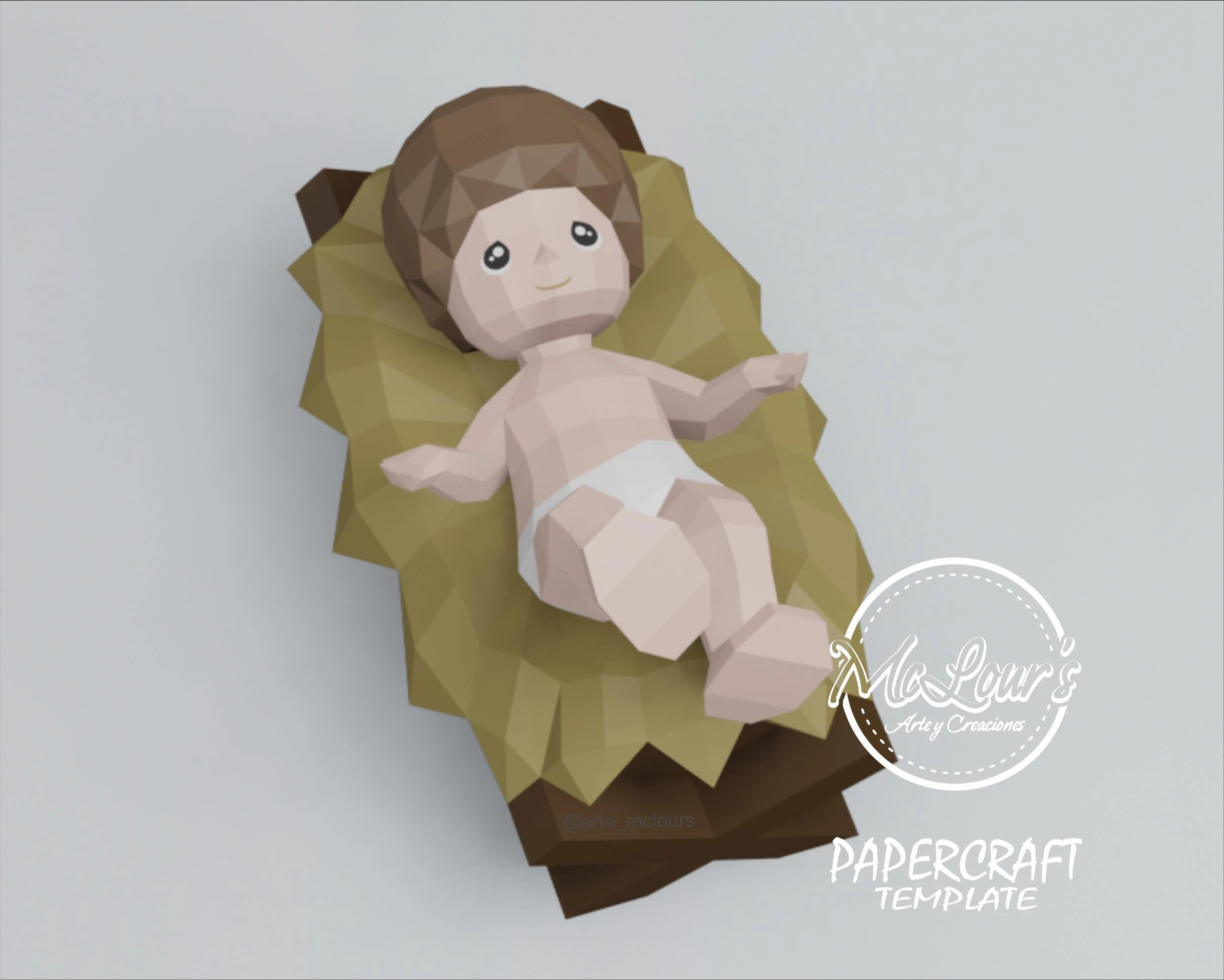 Baby Jesus/ DiY Craft/ Template PDF/ Low Poly/ Papercraft/ 3D christmas ...